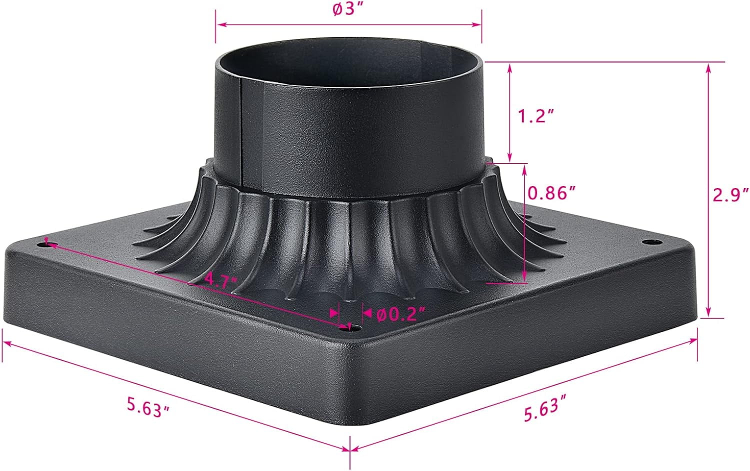 THESG-Pier Mount Base 2 Pack, Cast Aluminum Outdoor Post Light Adapter ...