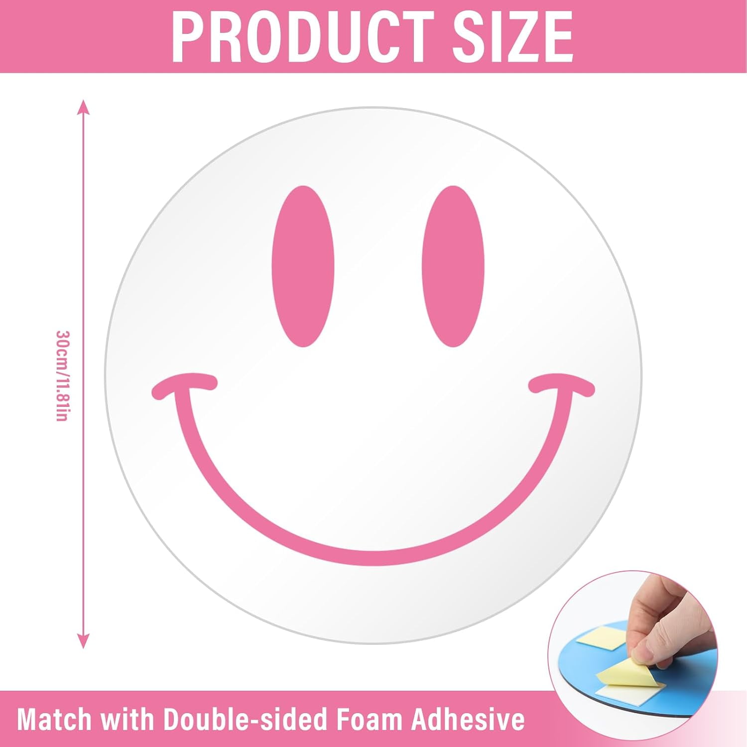 THESG-Pink Preppy Mirror for Teen Girls, 12 inch Smiling Face Mirror ...