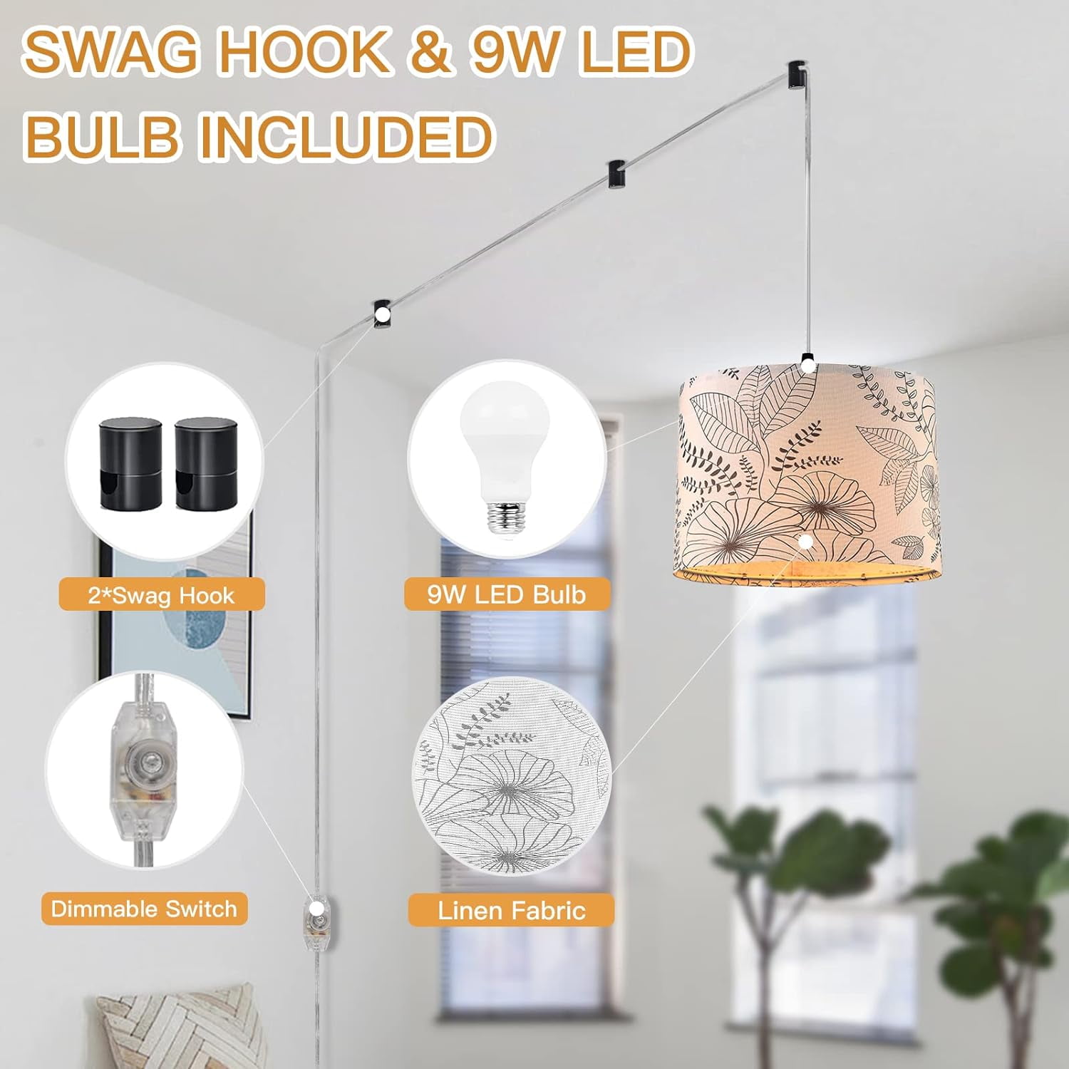 THESG-Plug in Pendant Light, Hanging Light with Plug in Cord with ...