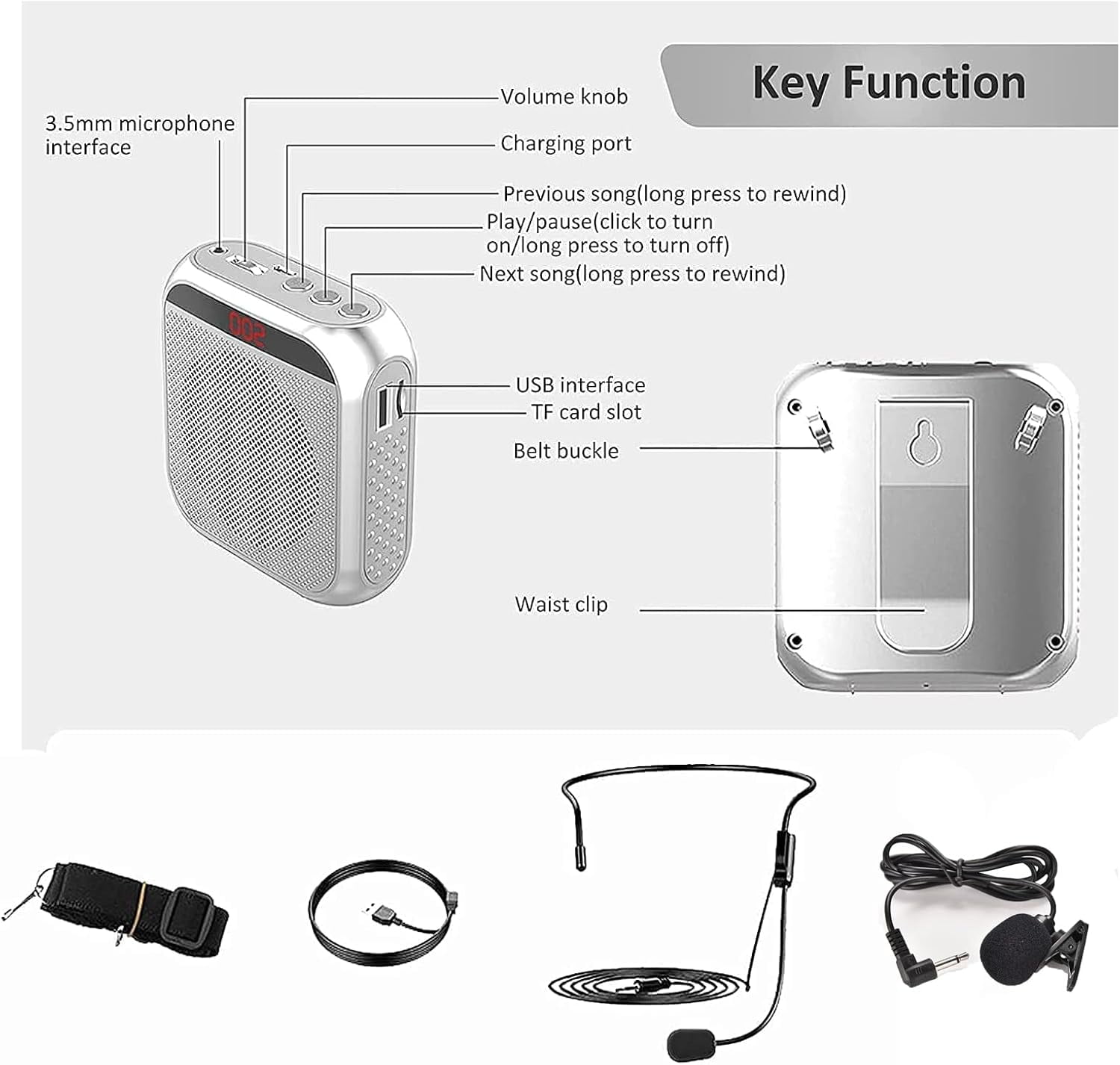 THESG-Portable Voice Amplifier for Teachers,Rechargeable Microphone for ...