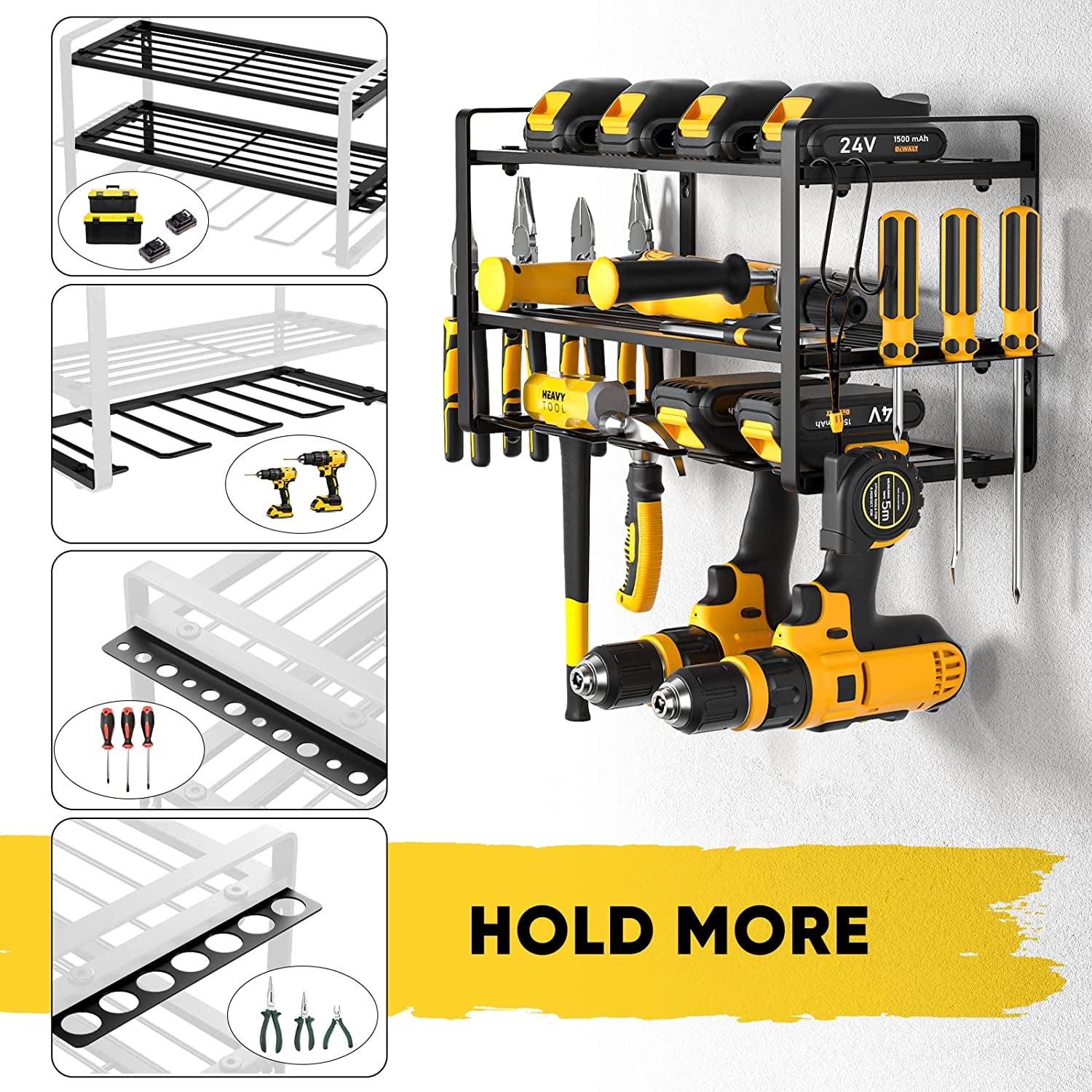 THESG-Power Tool Organizer, Drill Holder Wall Mount, Heavy Duty Garage ...