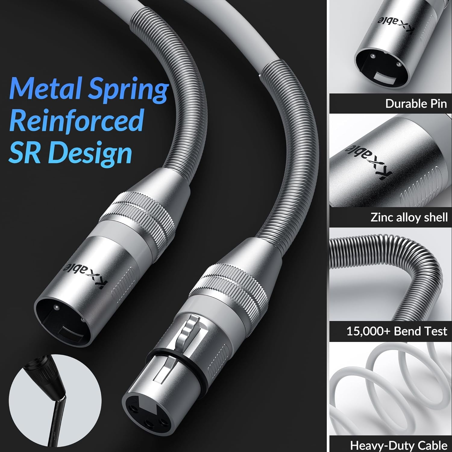 THESG-Premium 8ft XLR Male to Female Cable, Heavy Duty 22AWG OFC ...