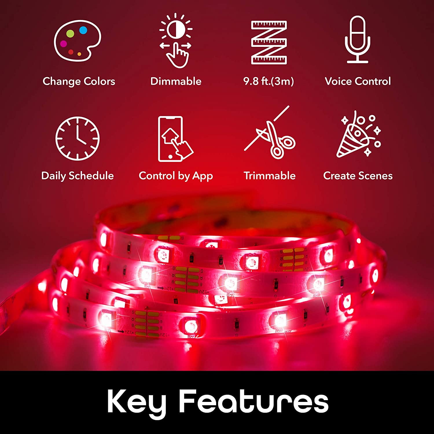 THESG-Prisma Strip 9.8 ft Smart LED Strip Lights, Indoor/Outdoor ...