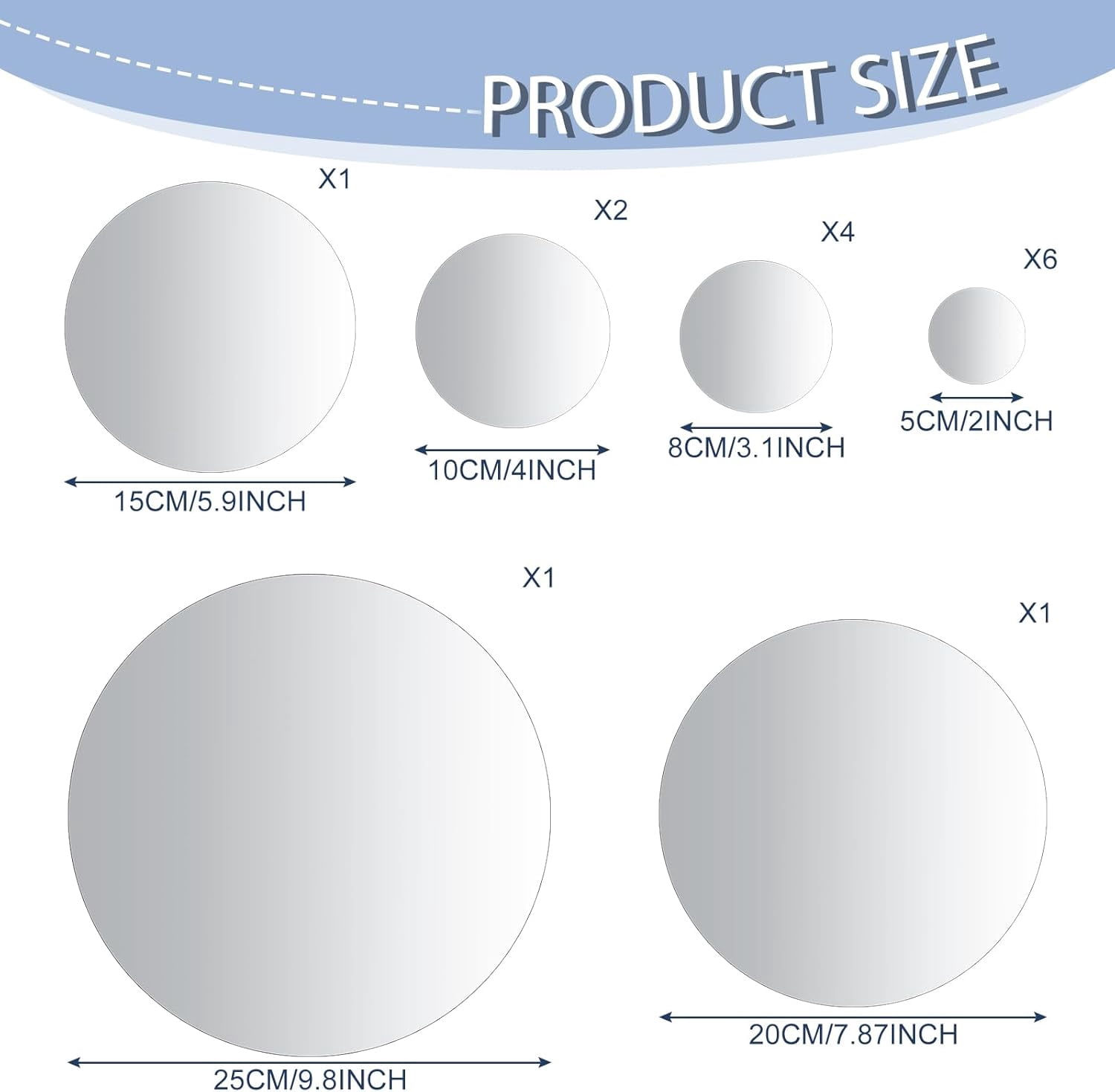 THESG-Real Glass Round Mirror Tiles Frameless Wall Glass Mirror Tiles ...