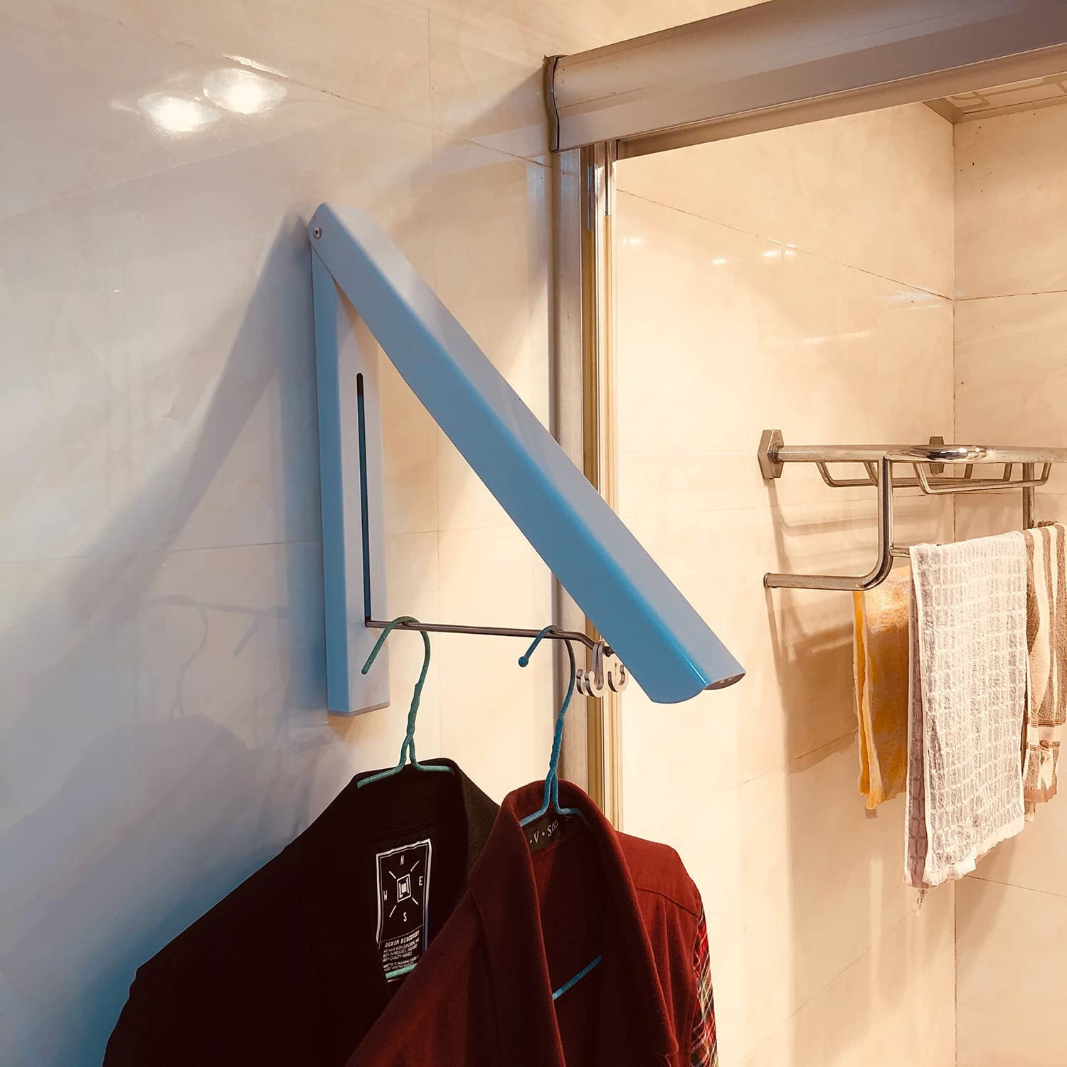 THESG-Retractable Clothes Rack - Wall Mounted Folding Clothes Hanger ...