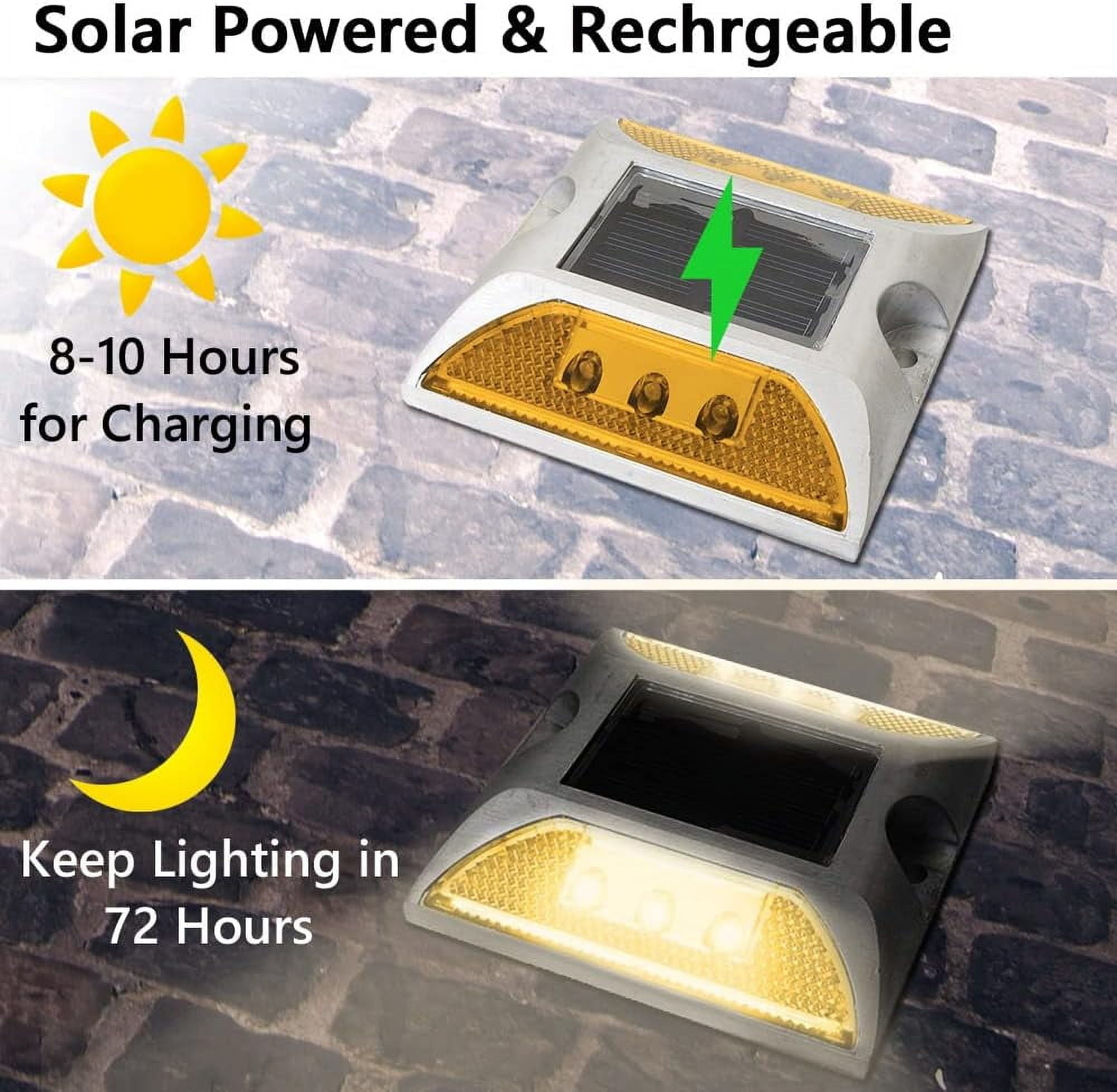 THESG-Road Stud Yellow Solar Light, LED 2-Sided, Reflector Deck Light ...