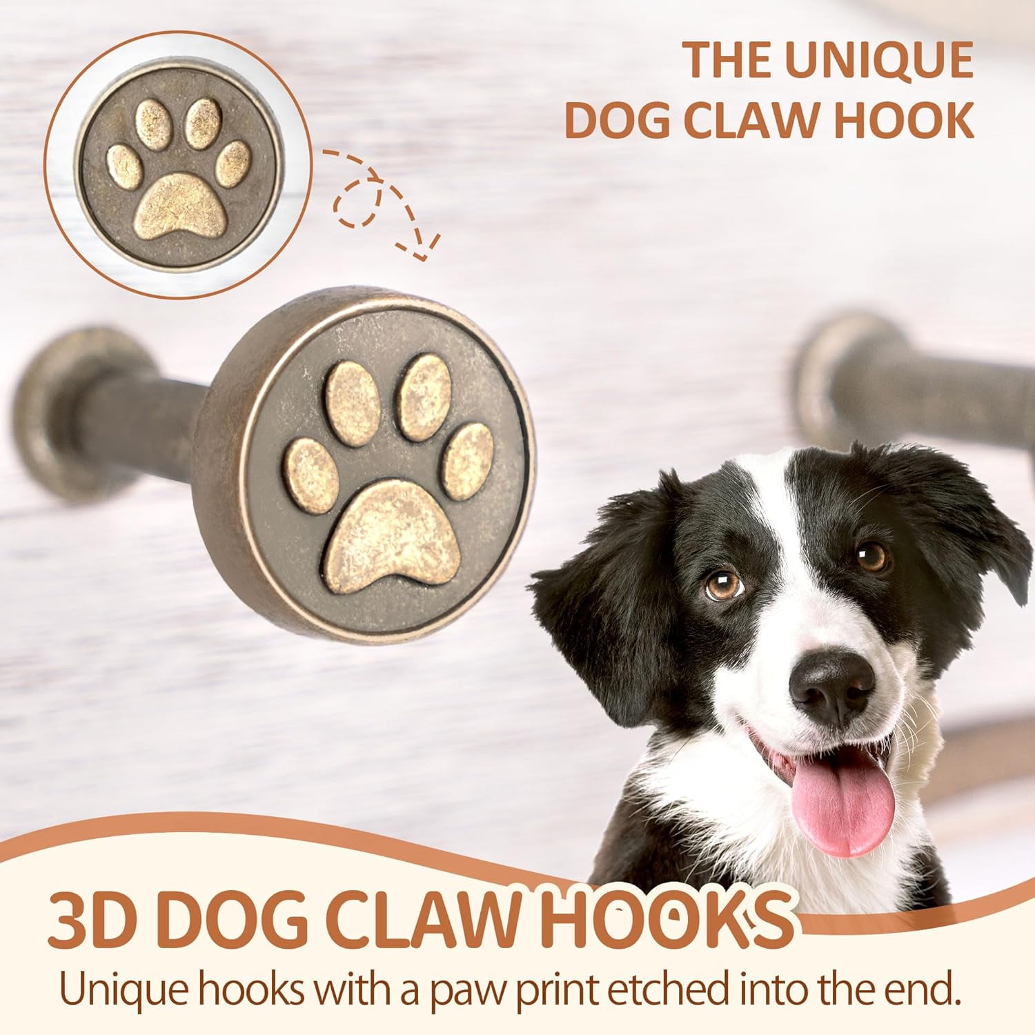 THESG-Rustic Farmhouse Dog Leash Holder for Wall - Decorative Key Hooks ...