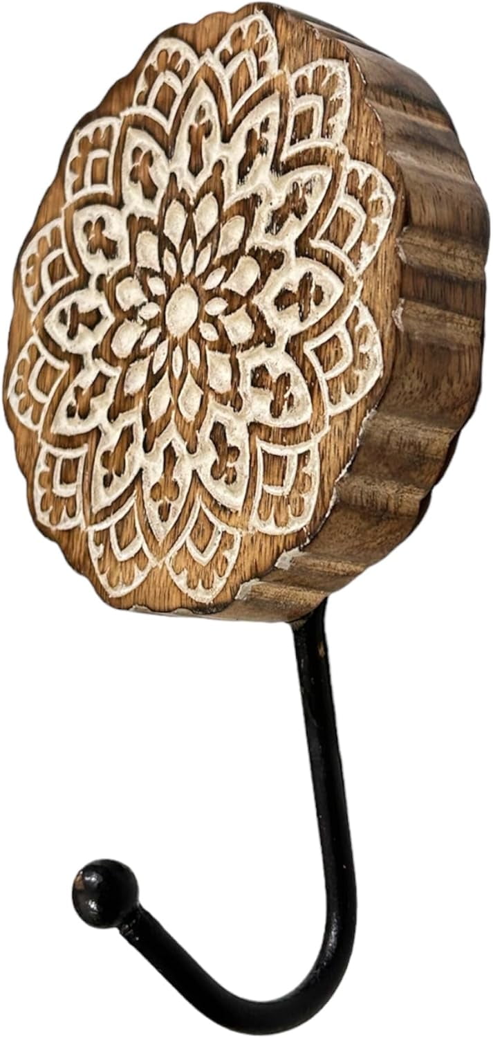 THESG-SB Arts Wooden Wall Hooks Decorative Mandala Art Boho Chic ...