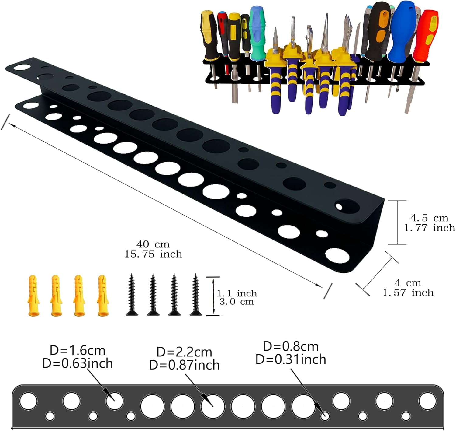 THESG-Screwdriver Organizer, Pliers Rack, Heavy Duty Wall Mounted Tool ...