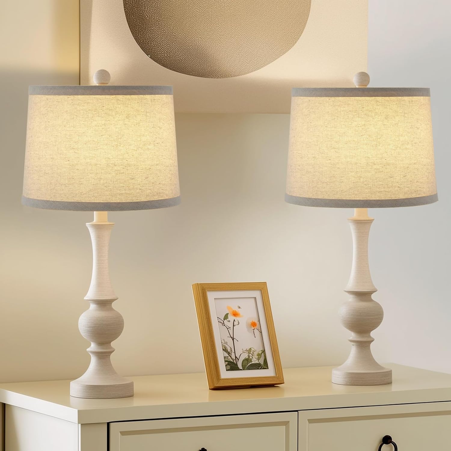 THESG-Set of 2 Drum Lamp Shade 10" Top x 10" Bottom x 7-1/2" High (Spider) Soft Cream Color for ...