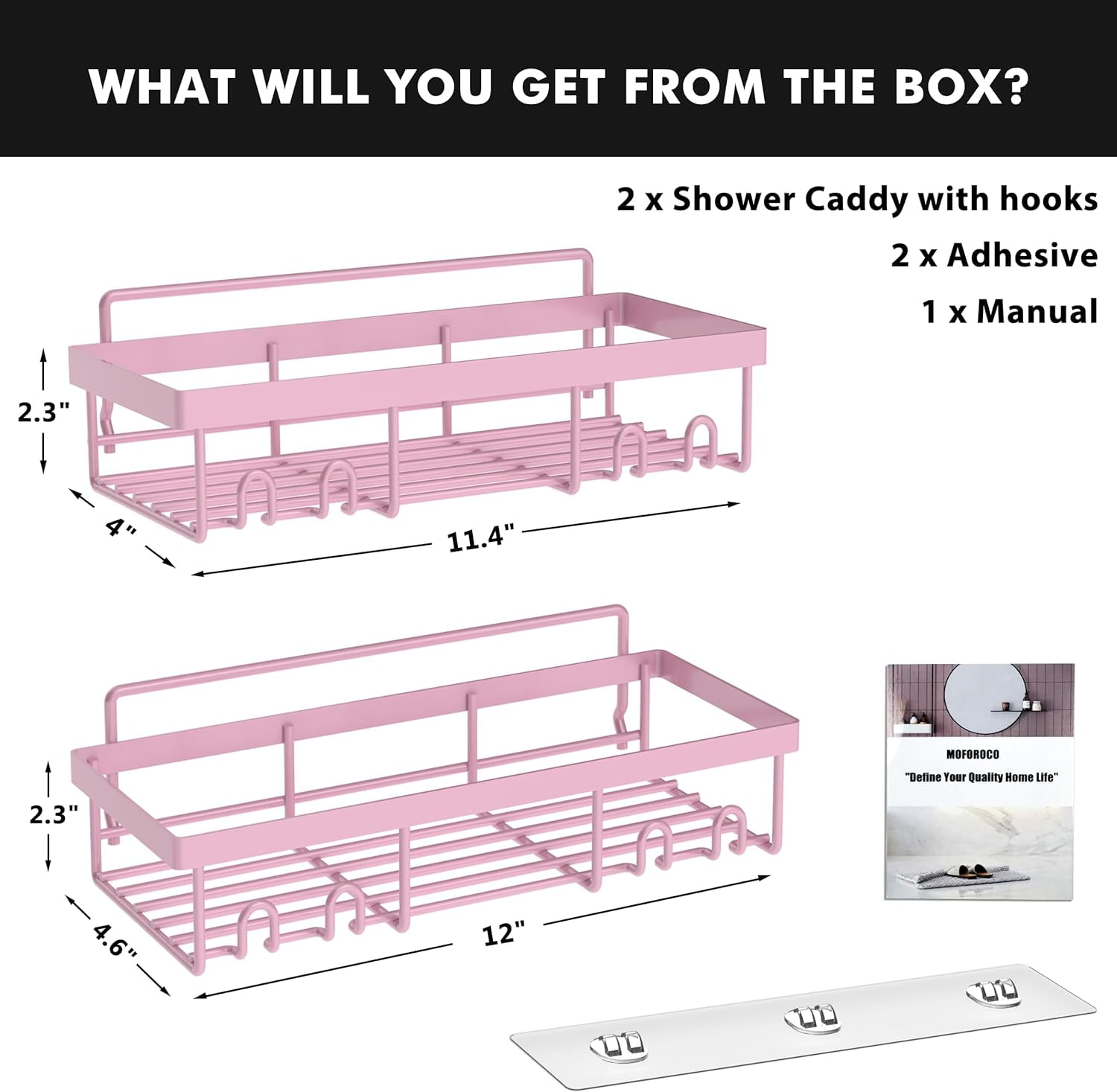 THESG-Shower Caddy Shelf Organizer Rack, Self Adhesive Black Bathroom ...