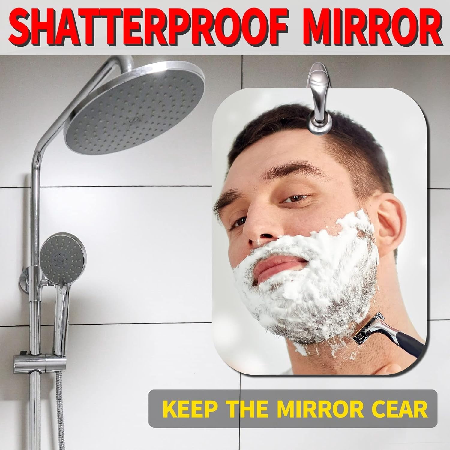 THESG-Shower Mirror Fogless for Shaving,10.7"x8"Larger Mirror for Wall ...