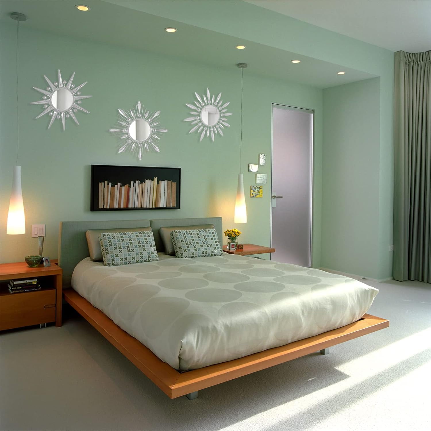 THESG-Silver Mirrors Wall Decor Metal Sunburst Mirror Wall Art ...