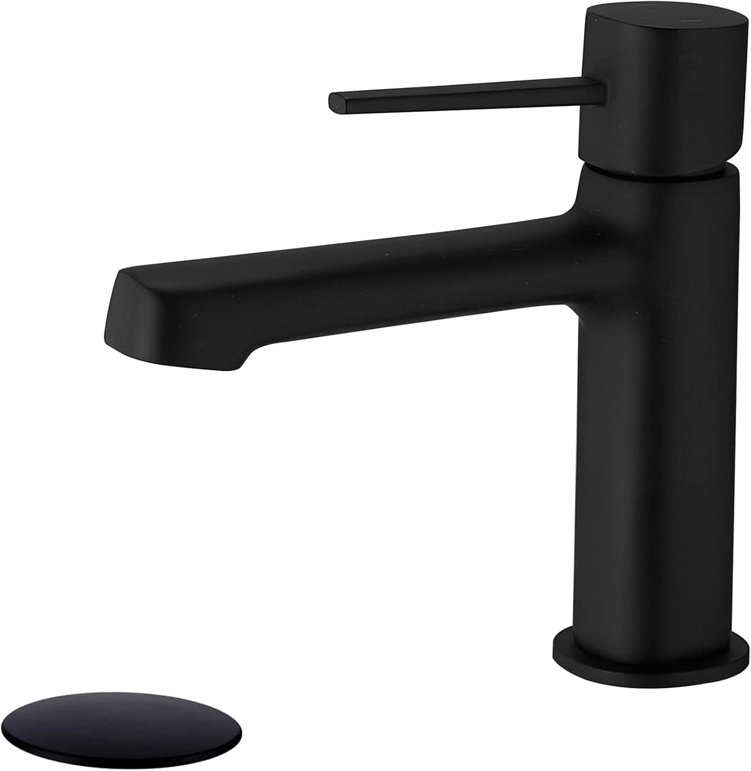 THESG-Single Hole Brass Matte Black Bathroom Faucet with Pop Up Drain ...