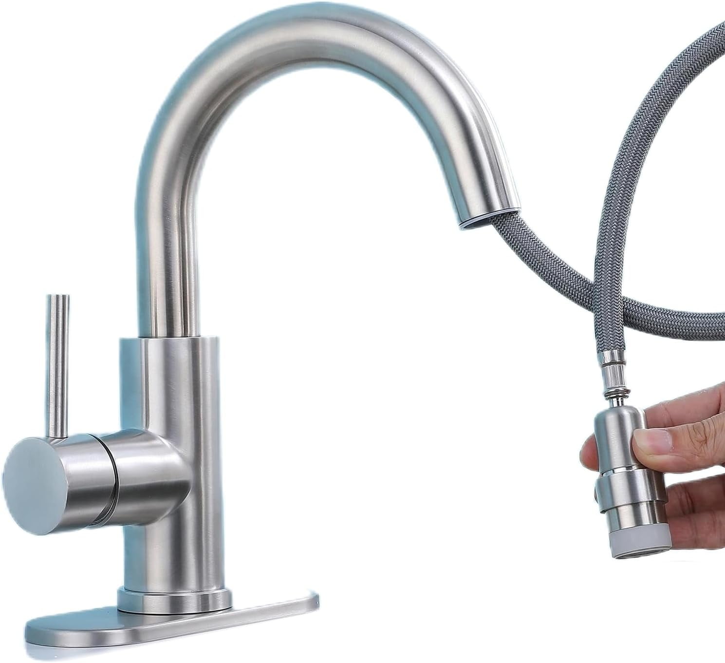 THESG-Single Hole Sink Bathroom Faucet, Single Handle Pull Out Faucets ...