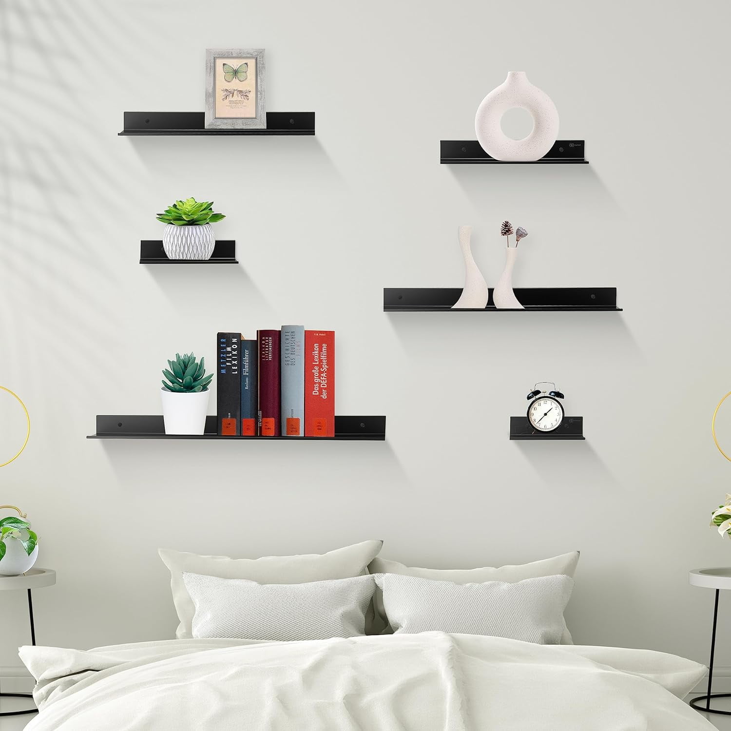 THESG-Small Adhesive Floating Shelves, Mini Metal Shelf, Decor Display ...
