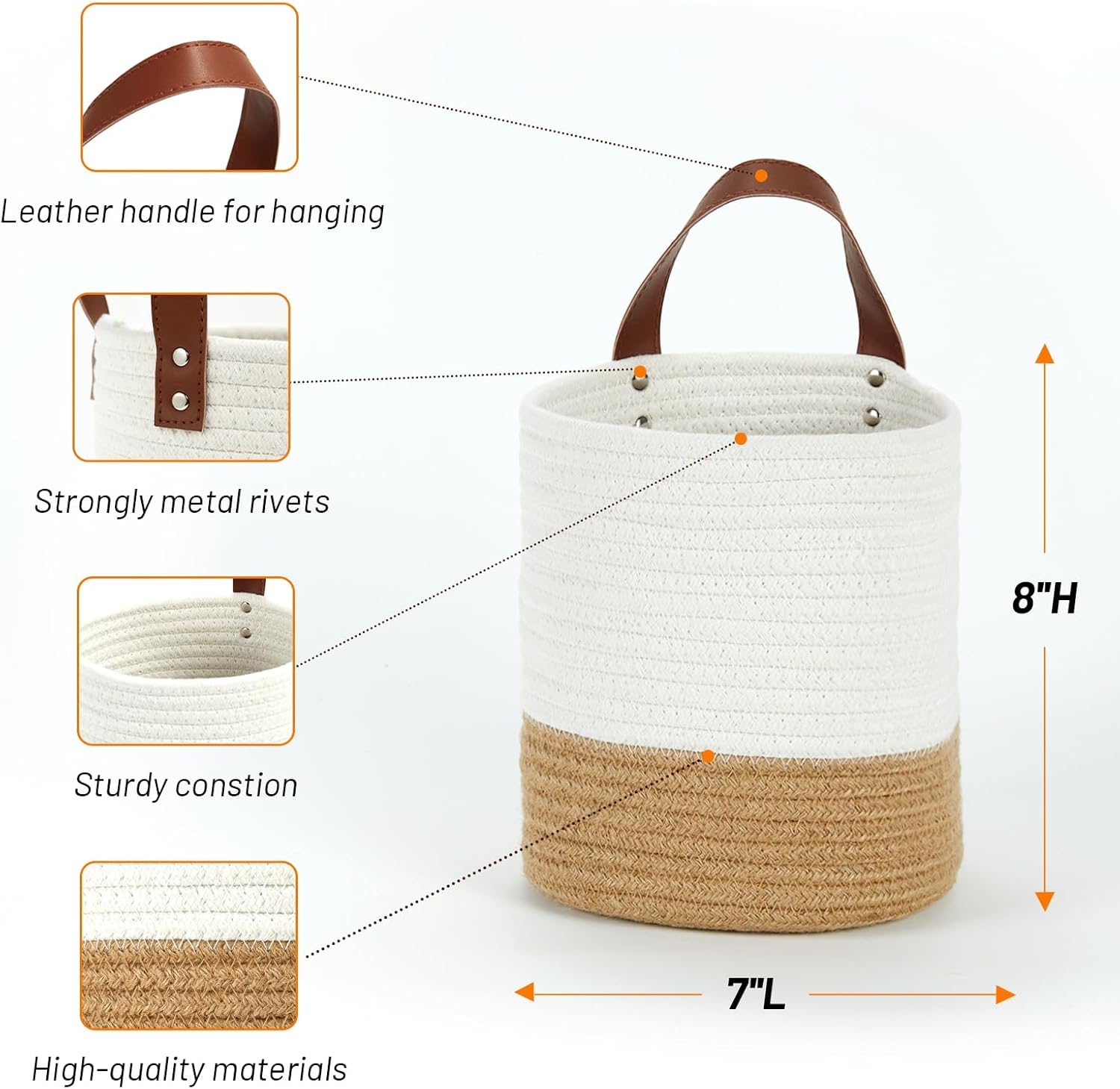 THESG-Small Hanging Basket with Handle Set of 2 Hanging Wall Baskets ...