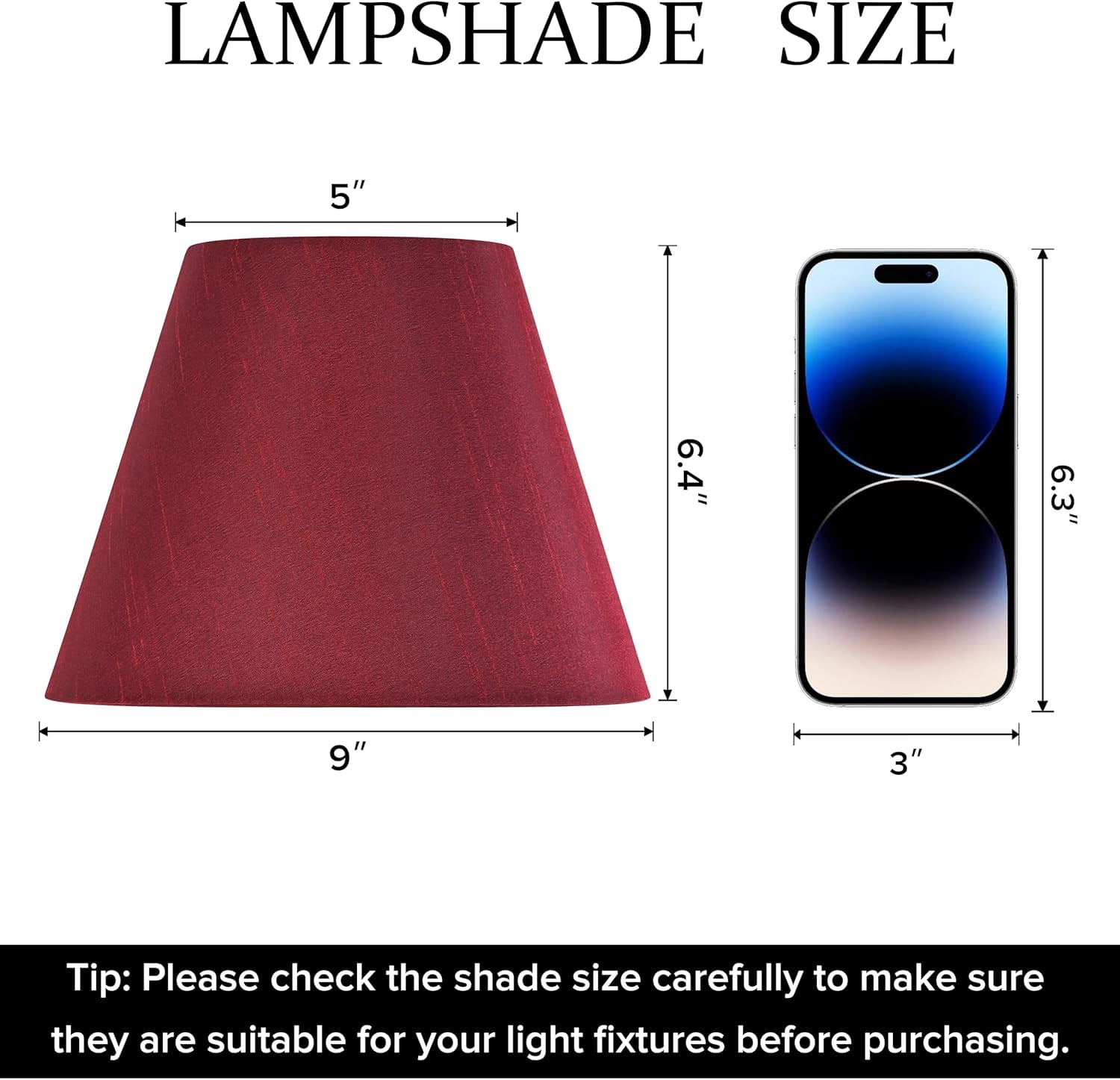 THESG-Small Red Lamp Shade Bell-5" Top× 9\u201dBottom × 6.4\u201dHigh ...