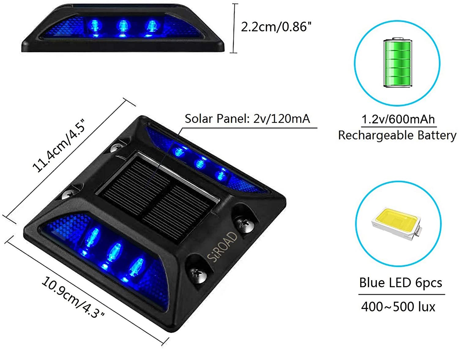 THESG-Solar Driveway Deck Light, IP68 Waterproof Outdoor Reflectors ...