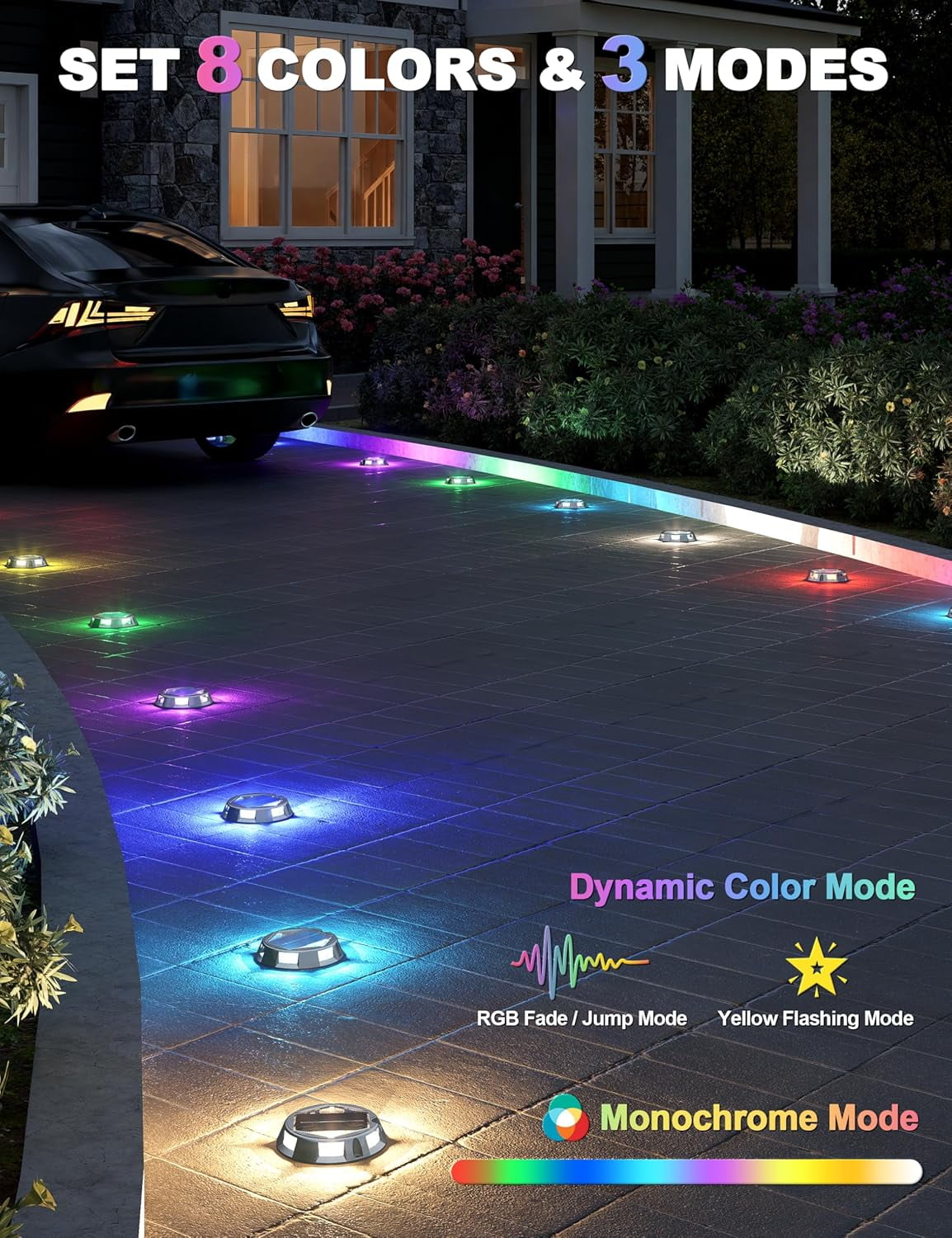 THESG-Solar Driveway Dock Deck Markers Marine Lights 4 Pack,9 Colors in ...