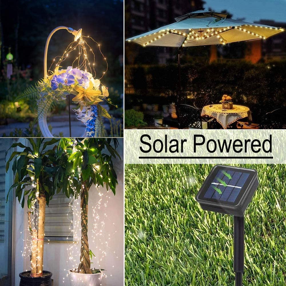 THESG-Solar Fairy String Lights Outside, Multi Strand 180 LEDs Watering ...