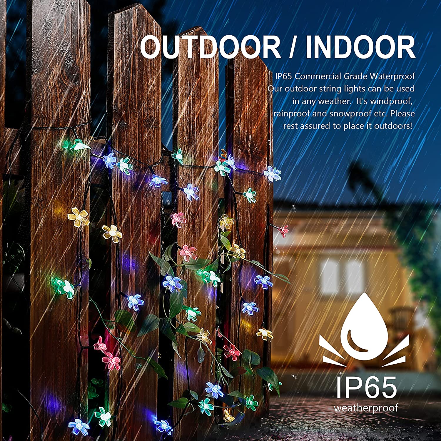 THESG-Solar Flower String Lights, 2 Pack 21FT 50LED Solar Fairy Lights ...