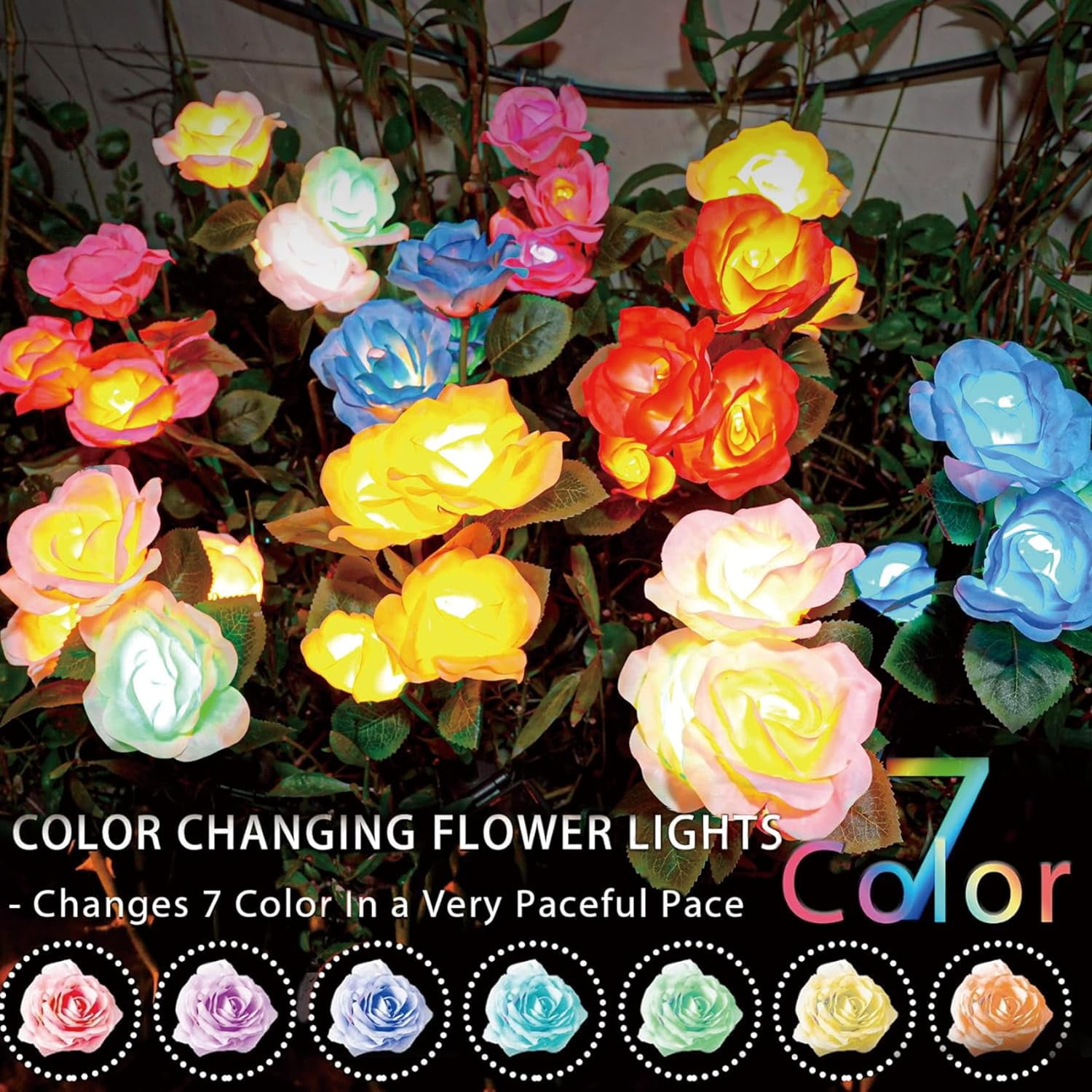 THESG-Solar Garden Lights - Upgraded Outdoor Light, 7 Color Changing ...