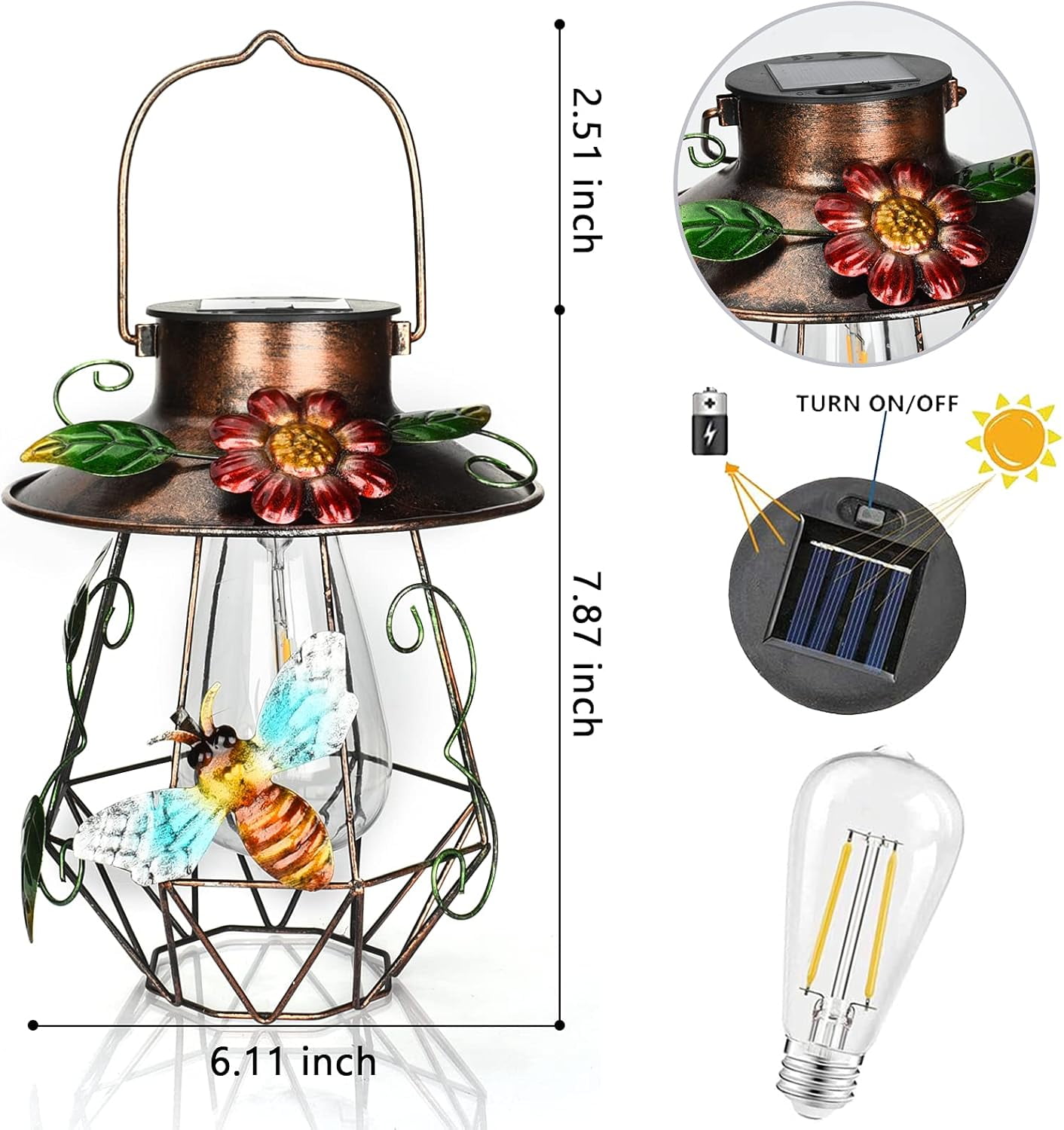 THESG-Solar Lantern Outdoor Hanging Octagon Lanterns Garden Wall Light ...
