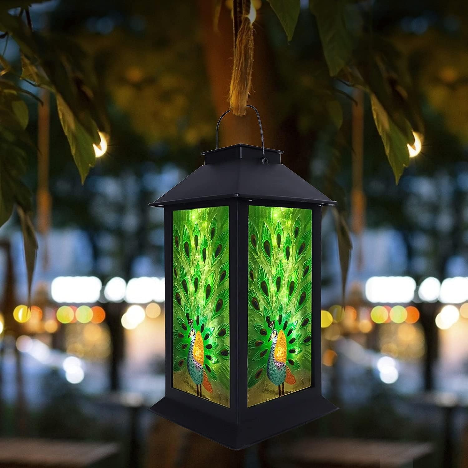 THESG-Solar Lantern Outdoor Hanging Solar Lanterns Peacock Decor ...