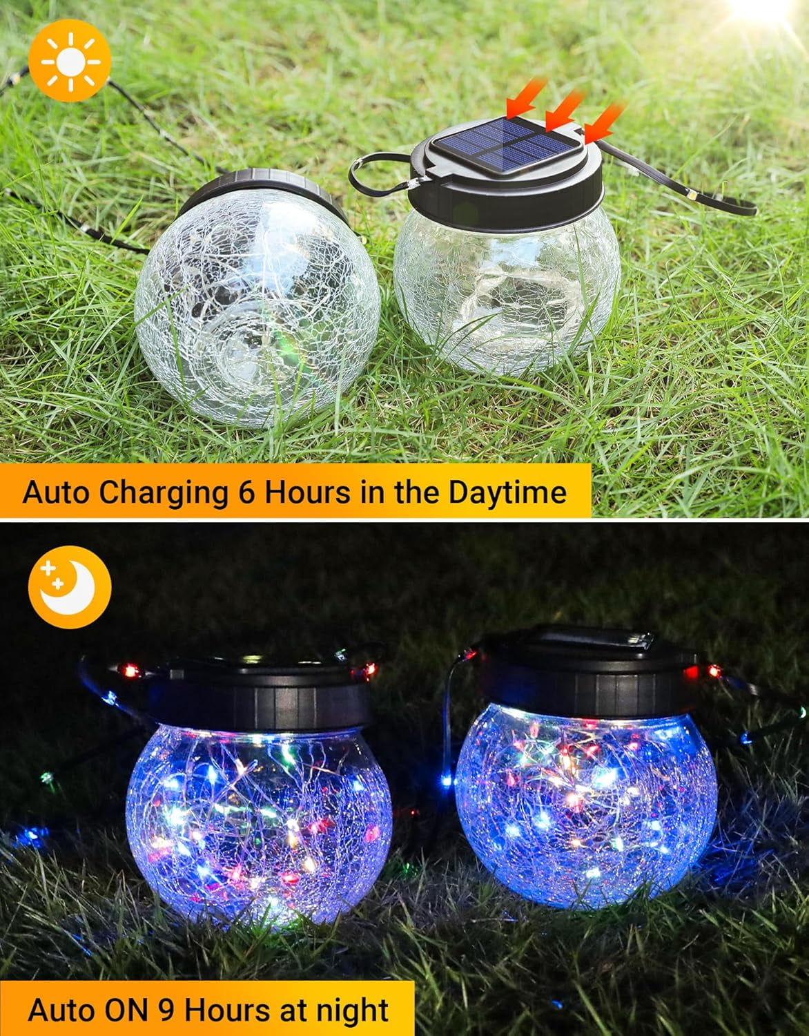 THESG-Solar Lantern Solar Lights Outdoor Waterproof 2-Pack, Solar ...