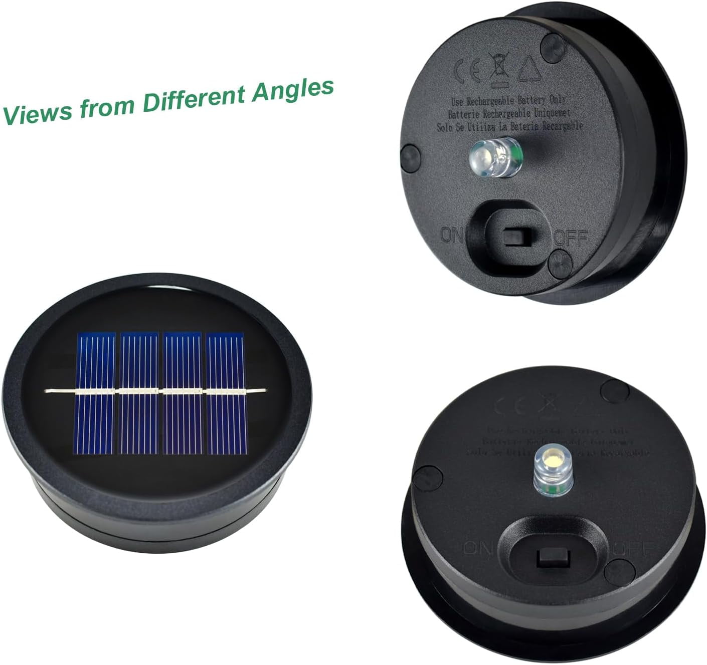 THESG-Solar Lanterns Replacement Top Pack of 2, Waterproof Round Solar ...