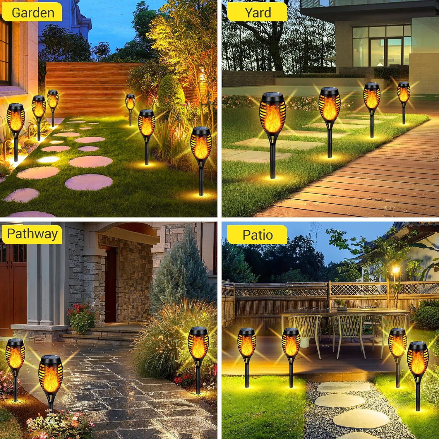 THESG-Solar Lights Outdoor, Upgraded 10 Pack Solar Torch Lights Outdoor ...