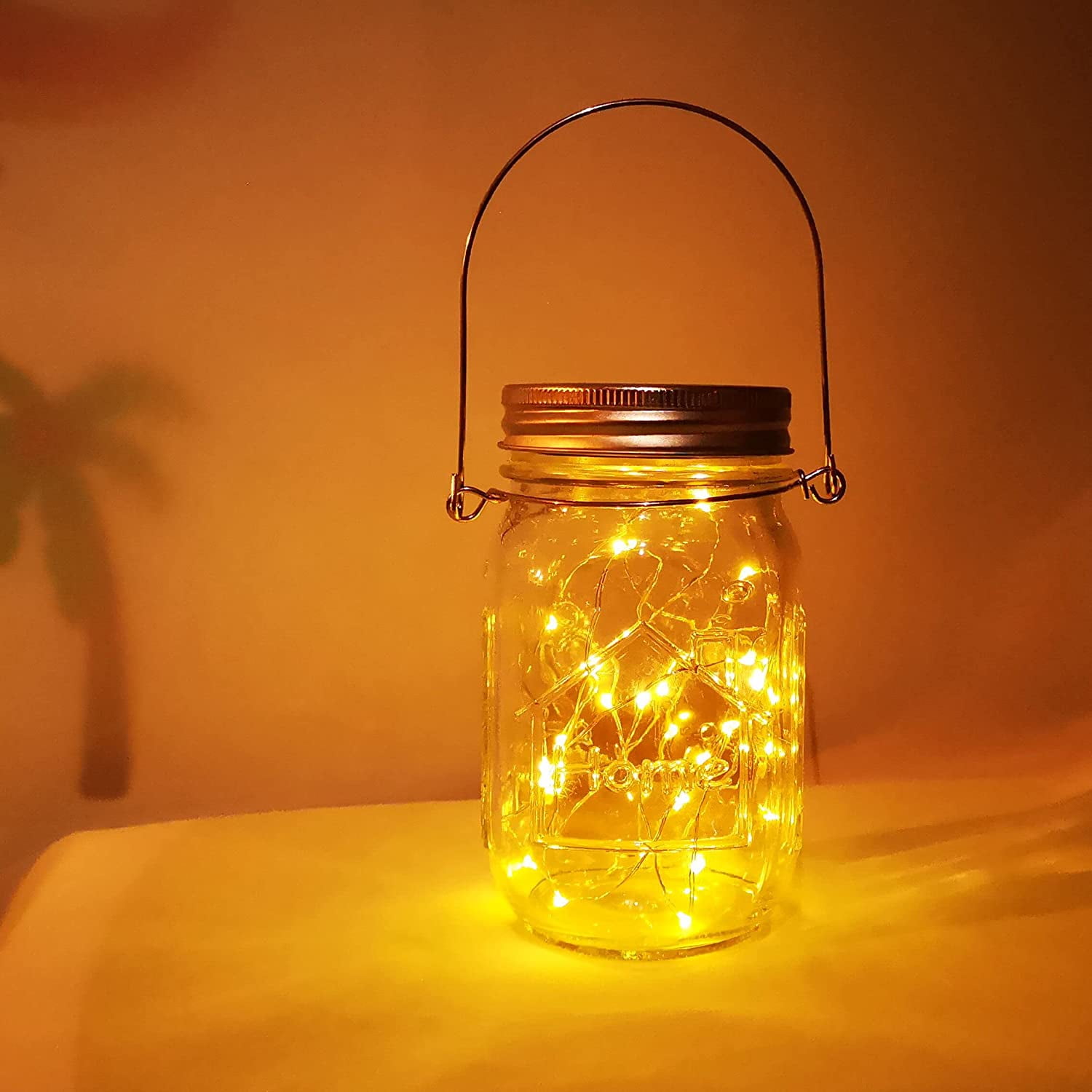 THESG-Solar Mason Jar Lights,4 Pack 30 Led Starry Fairy String Hanging ...