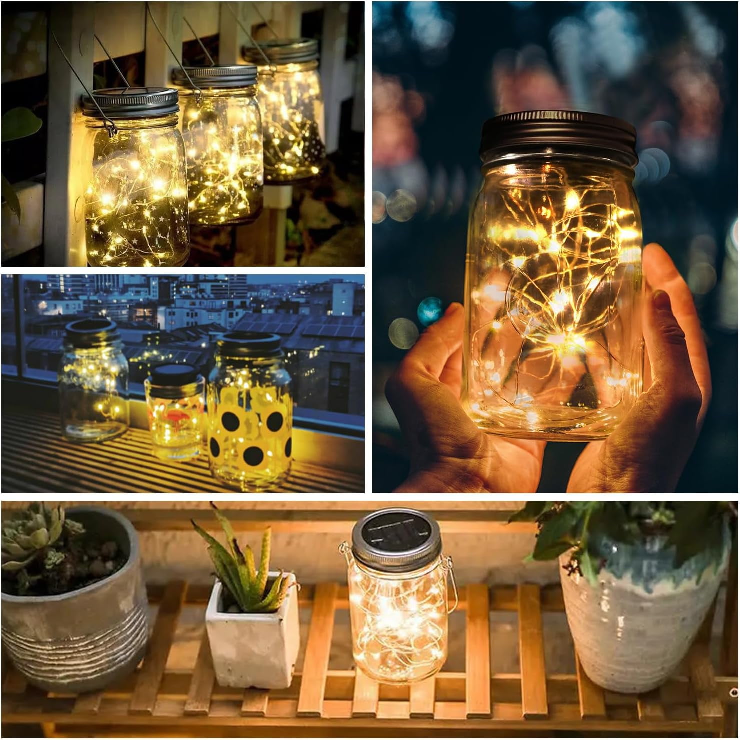 THESG-Solar Mason Jar Lights - 8 Pack 30 Led Waterproof Jar Lids String ...