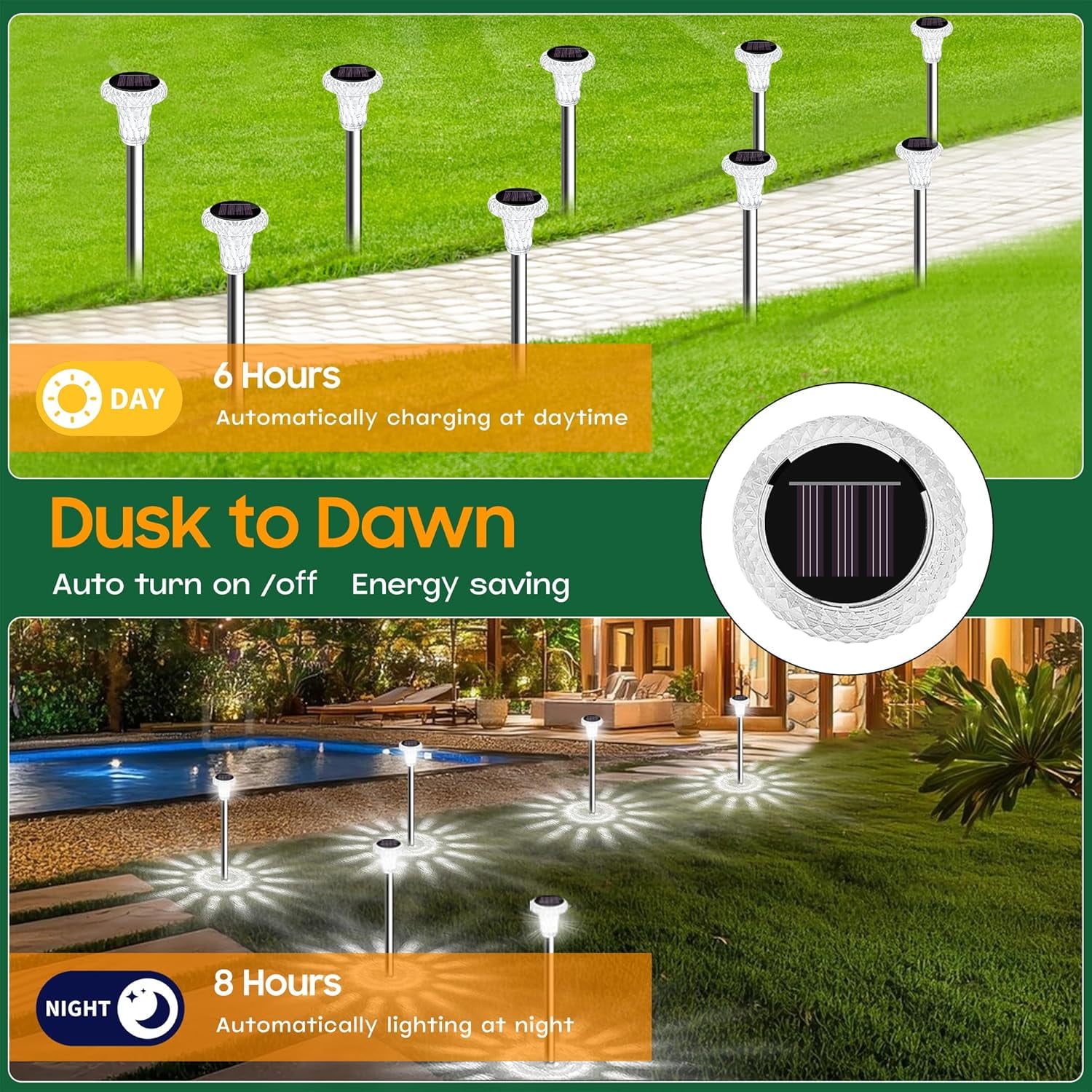 THESG-Solar Pathway Lights 12 Pack, Garden Solar Lights Outdoor ...