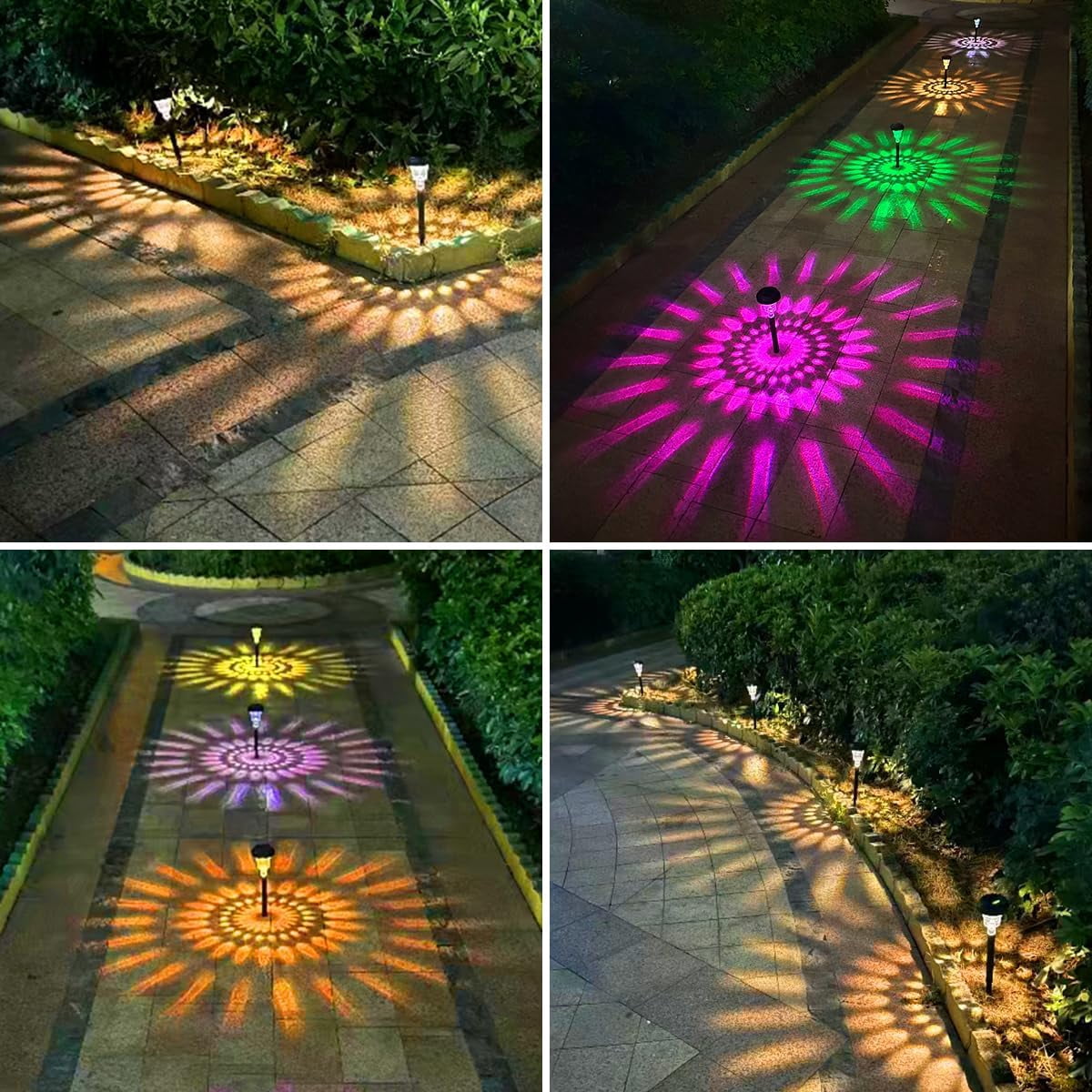 THESG-Solar Pathway Lights Outdoor 2 Pack Color Changing, LED Solar ...
