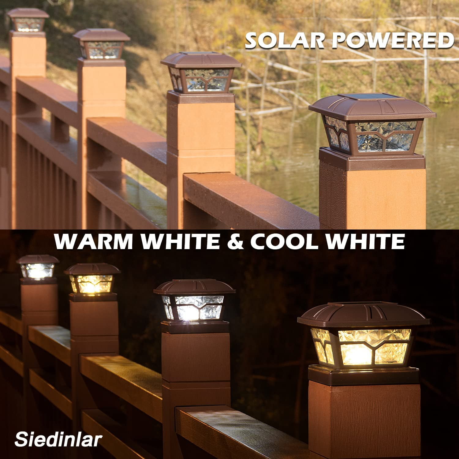 THESG-Solar Post Cap Lights Outdoor 2 Color Modes 8 LEDs for 4x4 5x5 ...