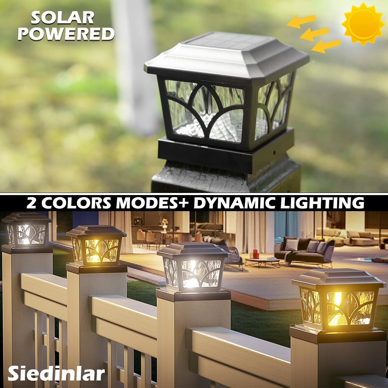 THESG-Solar Post Cap Lights Outdoor 4 Modes 40 LEDs Aluminum Glass Deck Post Light for 4x4 5x5 ...