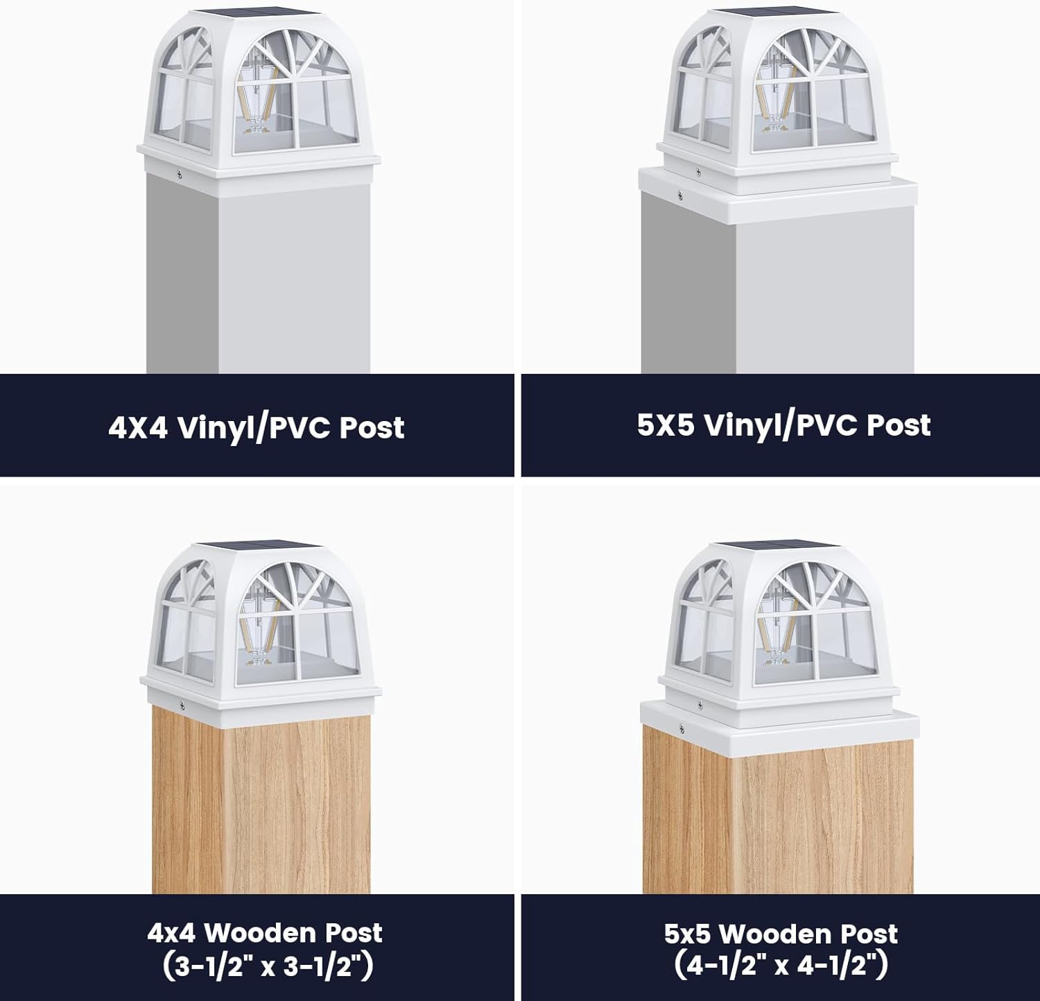 THESG-Solar Post Cap Lights Outdoor Fence Deck Post Light 2 Brightness ...