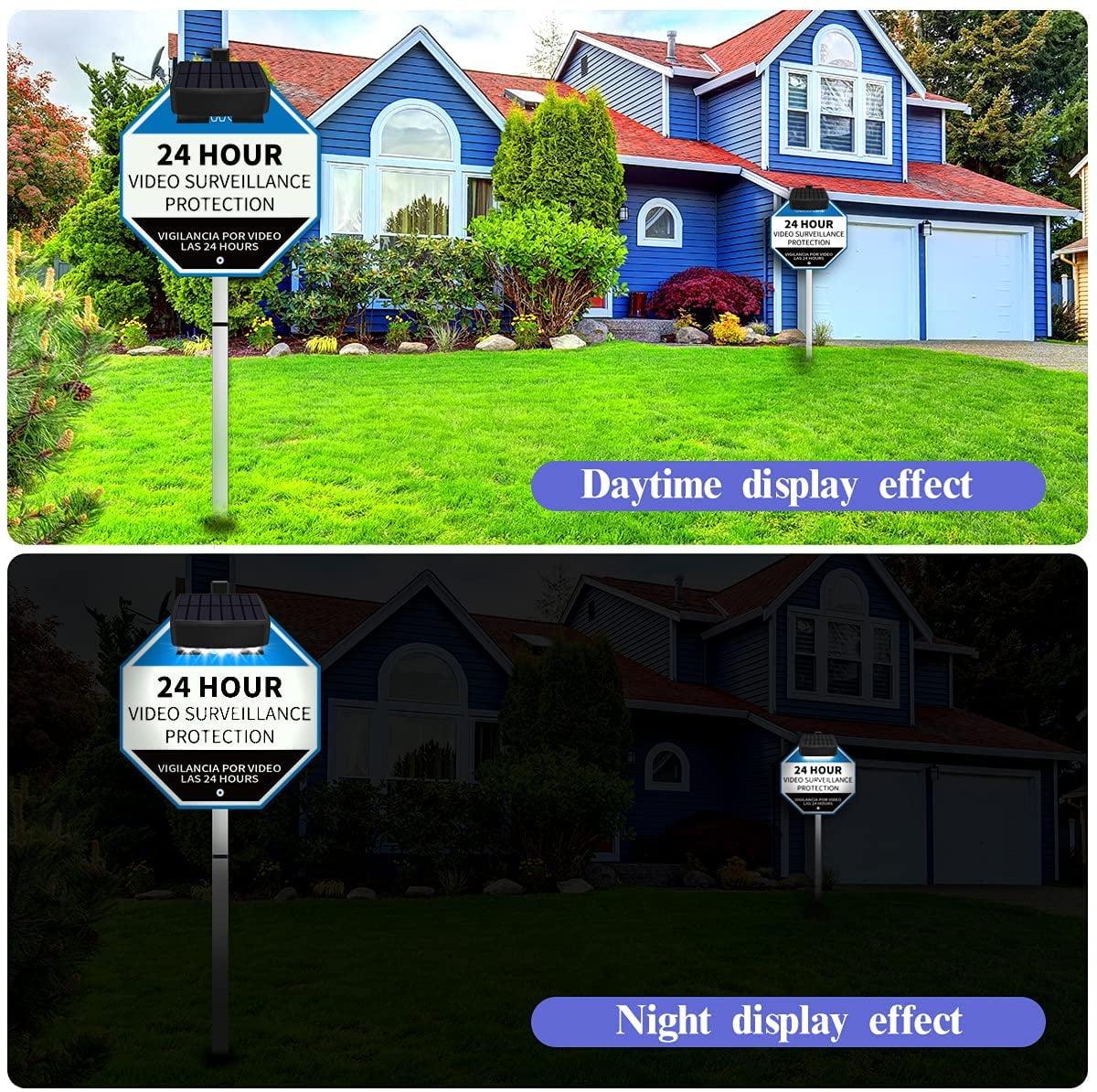 THESG-Solar Power Deck LED Light Clip-On Yard Security Sign Spotlight ...