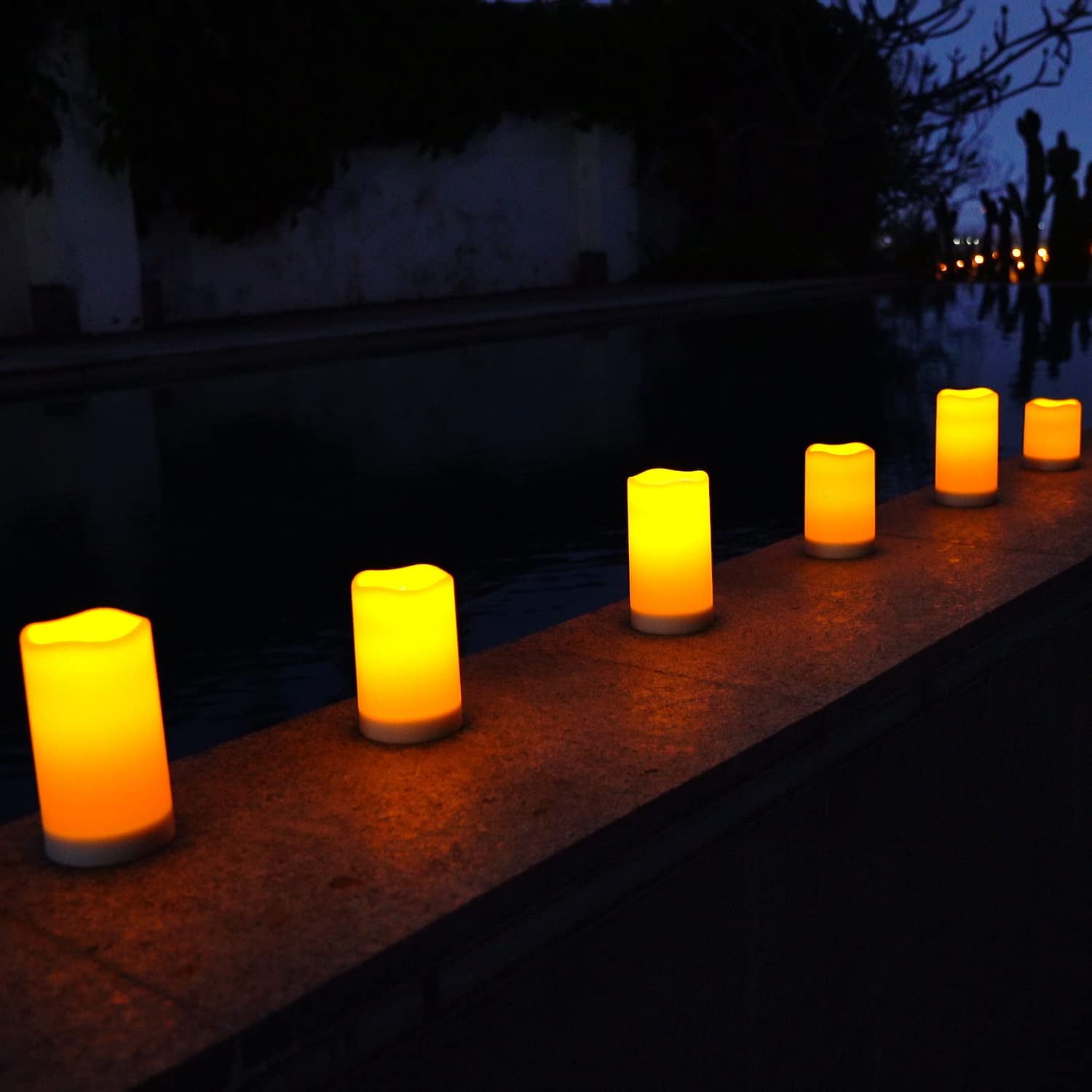 THESG-Solar Powered Candles Outdoor Waterproof, Flickering Glow ...