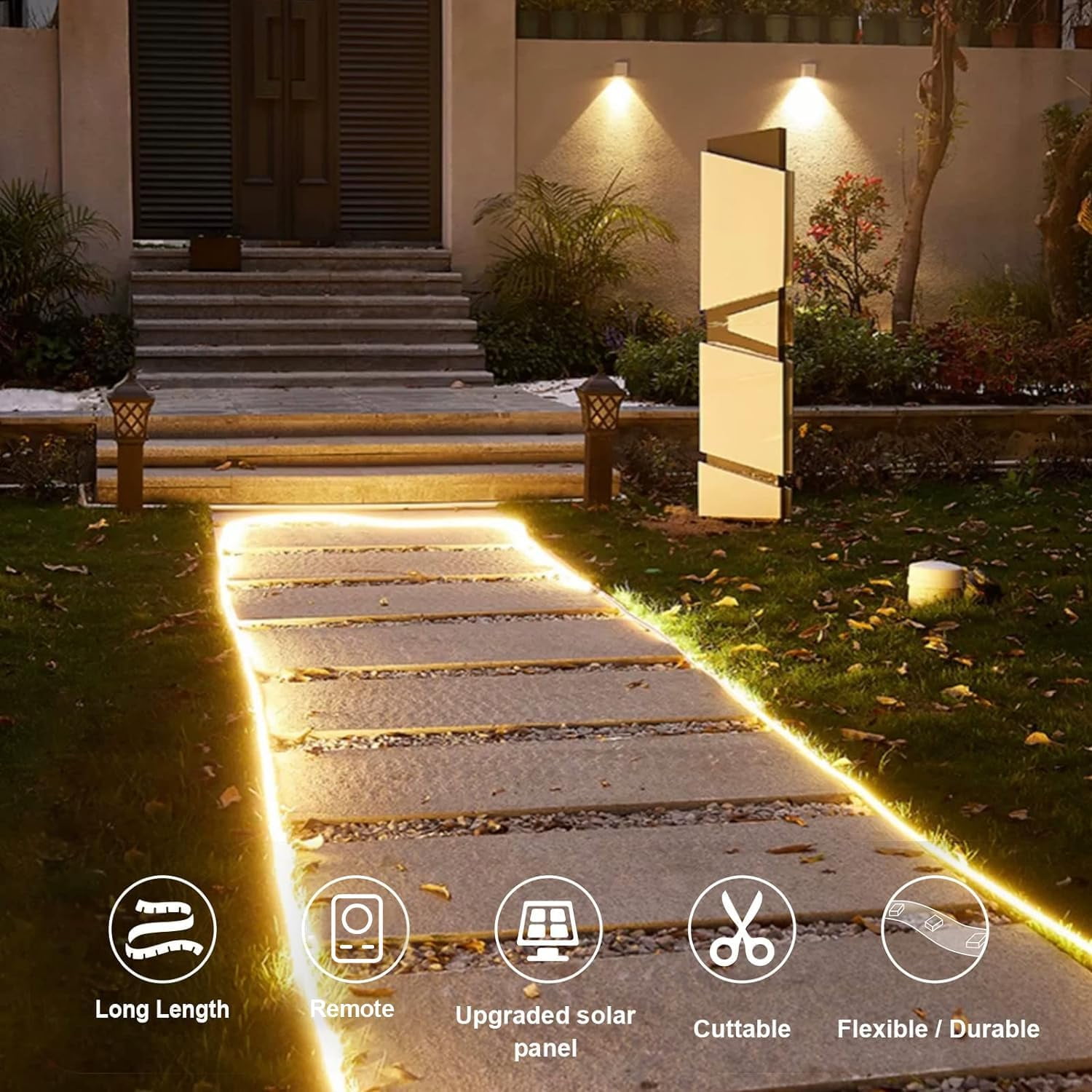 THESG-Solar Powered Strip Lights Outdoor Waterproof, 16.4Ft 320 LED ...