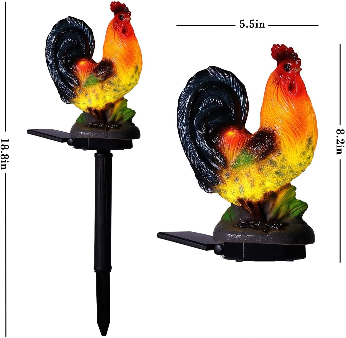THESG-Solar Rooster Lights Outdoor Decorative,Solar Chicken Decor ...