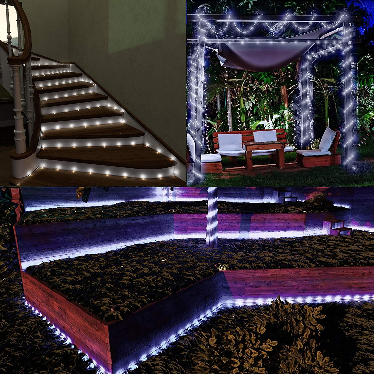 THESG-Solar Rope Lights Outdoor Led- 40FT 100 LED Tube Light 8 Modes ...