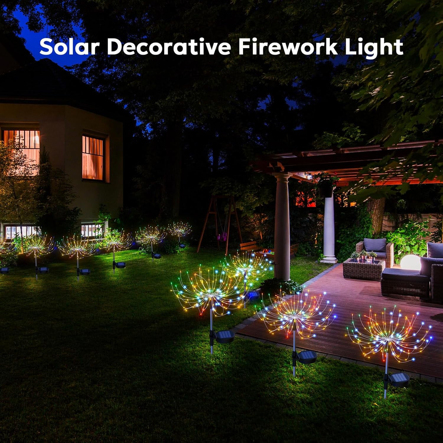 THESG-Solar Sparkles Landscape Light Garden Fairy Colorful Light Outside Solar Fireworks Lights ...