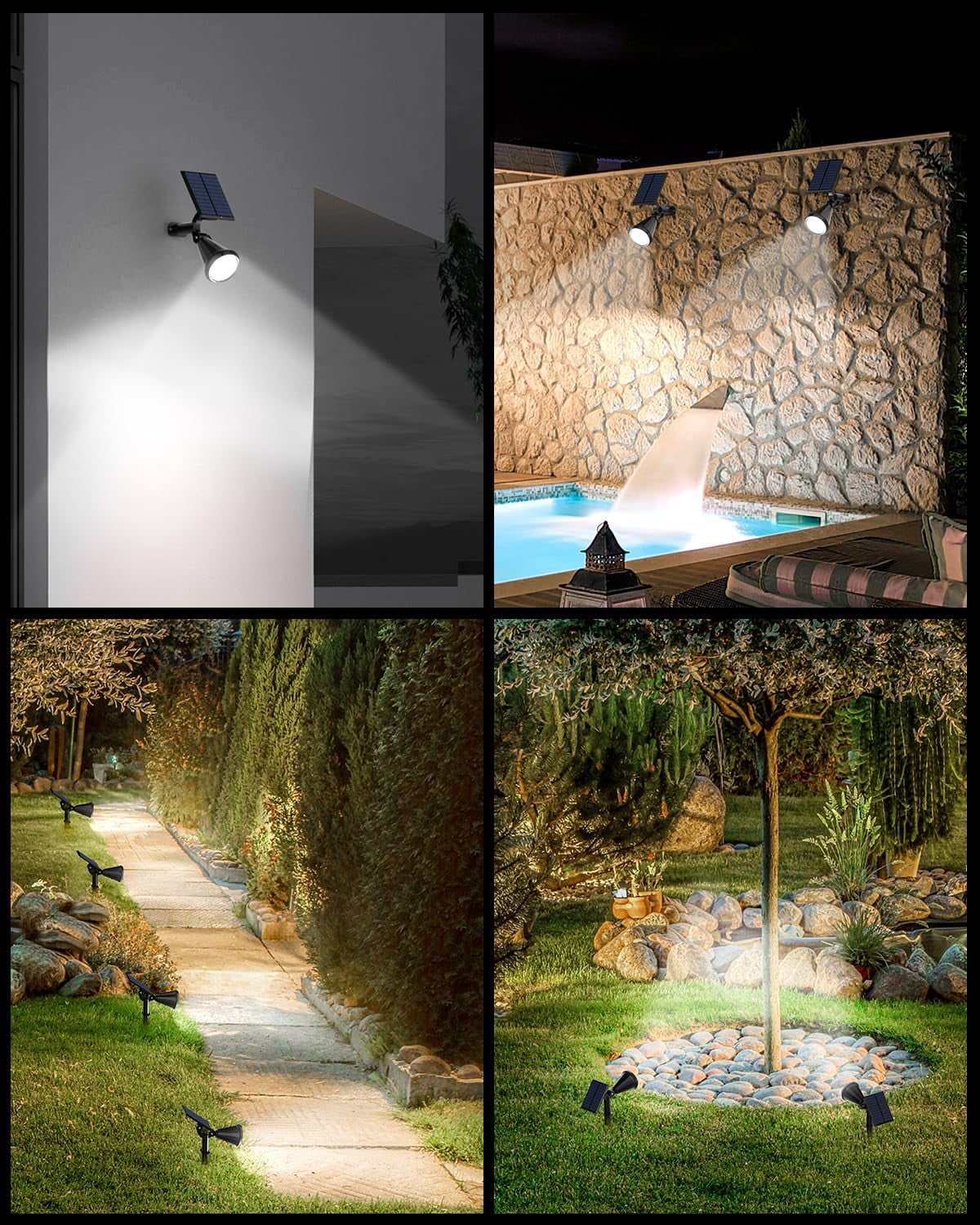 THESG-Solar Spot Lights Outdoor, 14 LED Outdoor Solar Lights for Yard ...