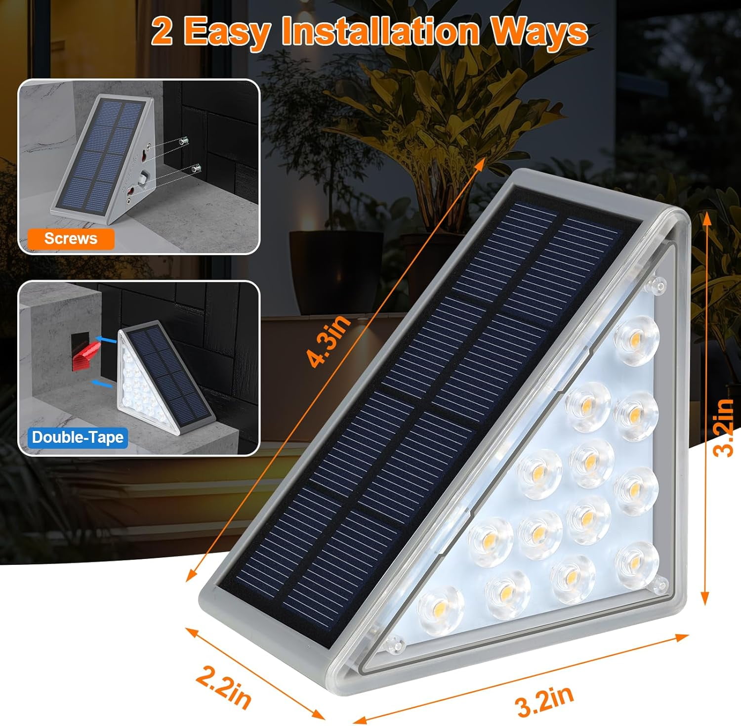 THESG-Solar Step Lights for Outside Waterproof IP67, Outdoor Stair ...