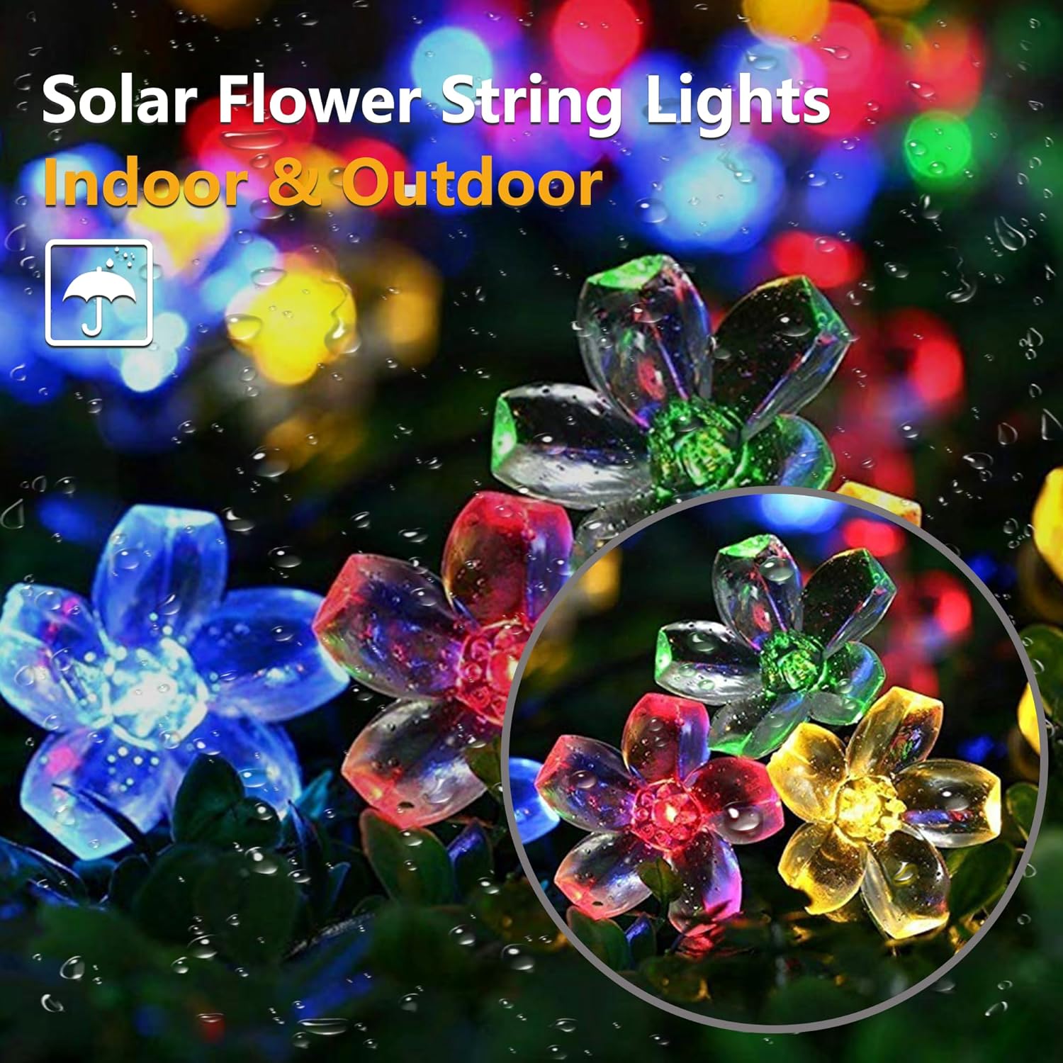 THESG-Solar String Lights for Outside,50 LED Solar Flower String Lights ...