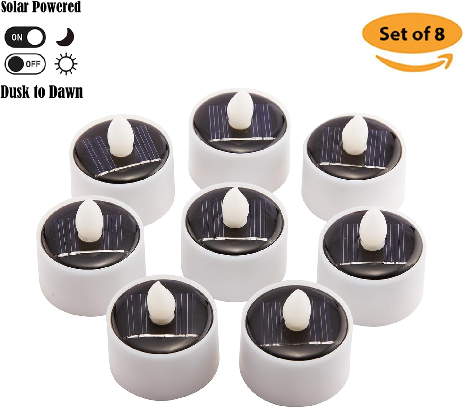 THESG-Solar Tea Lights Outdoor Waterproof, 8pcs Rechargeable Dusk to ...