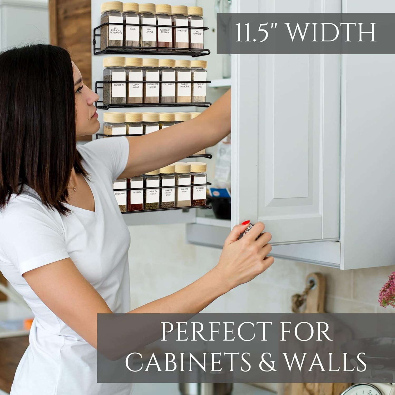 THESG-Space Saving Spice Rack Organizer for Cabinets or Wall Mounts ...